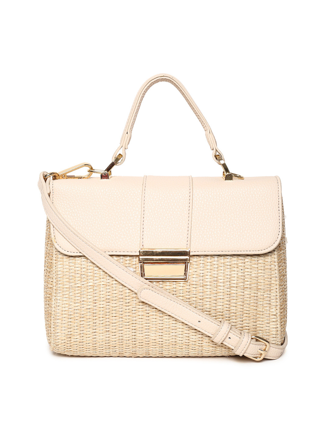 Buy FOREVER 21 Cream Coloured Textured Satchel - Handbags for Women ...