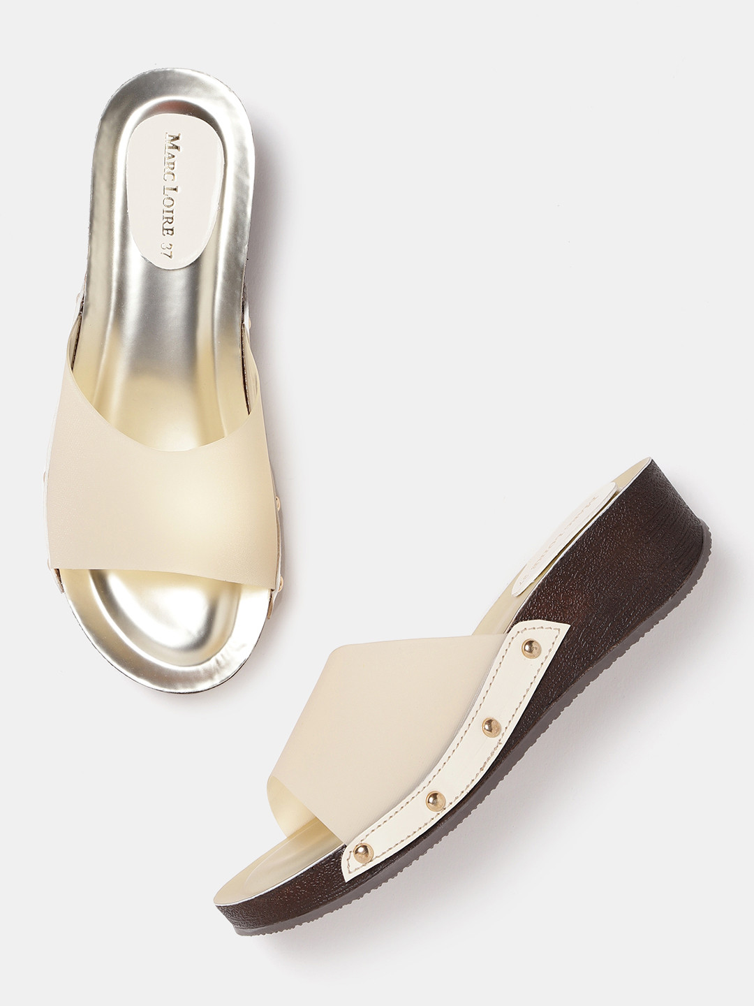 Buy Marc Loire Women Cream Coloured Solid Sandals - Heels for Women ...