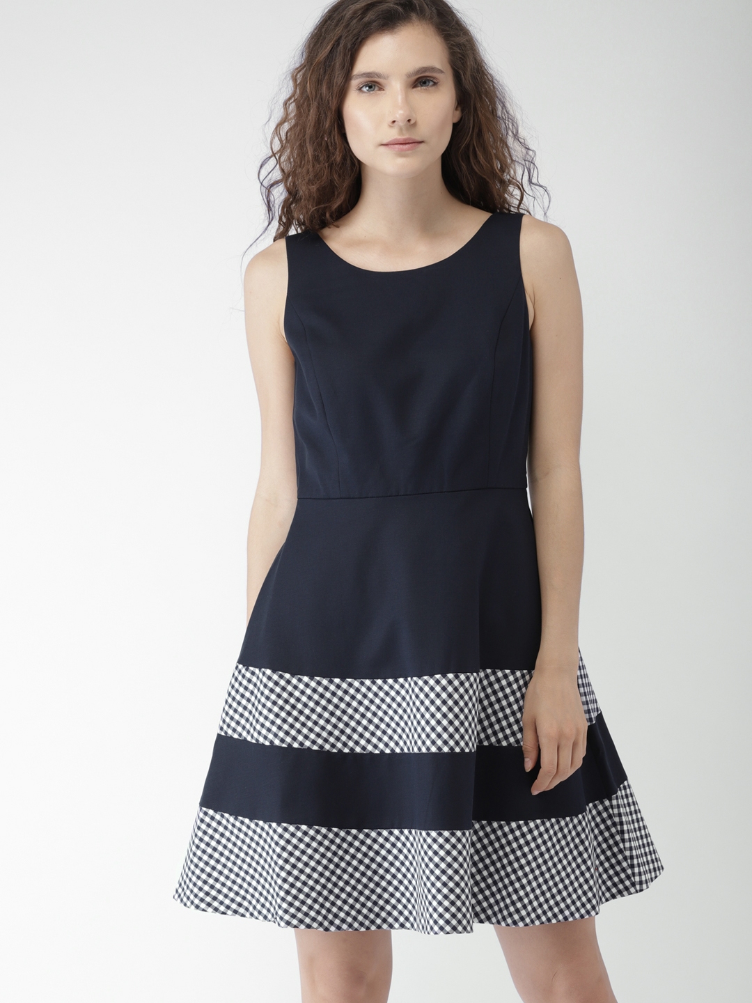 Buy Tommy Hilfiger Women Navy Blue Solid A Line Dress Dresses For