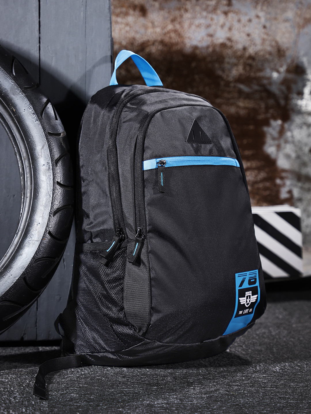 Buy Roadster Unisex Black & Blue Solid Peak Backpack - Backpacks for ...