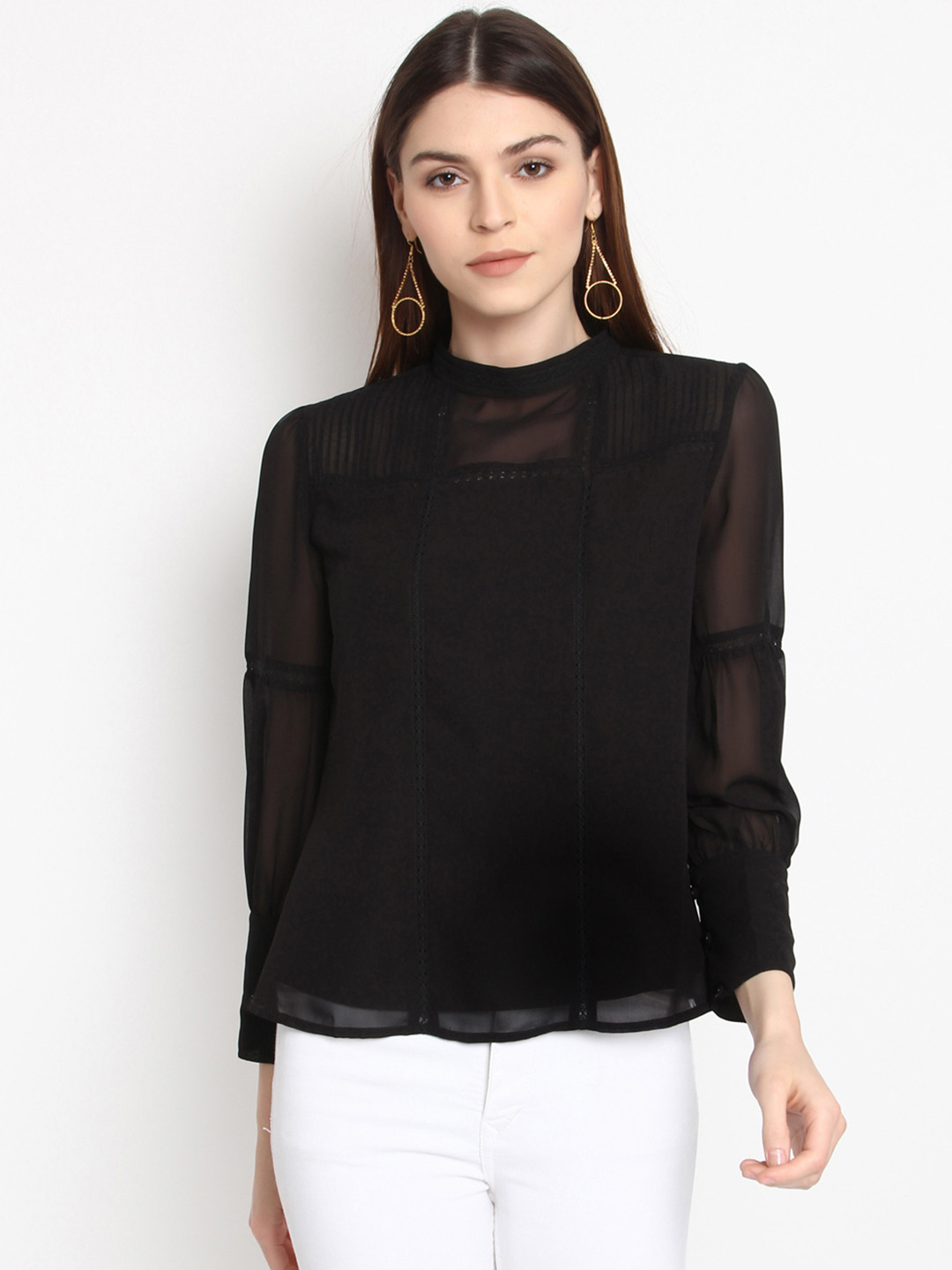 Buy Marie Claire Women Black Solid Top - Tops for Women 4374479 | Myntra