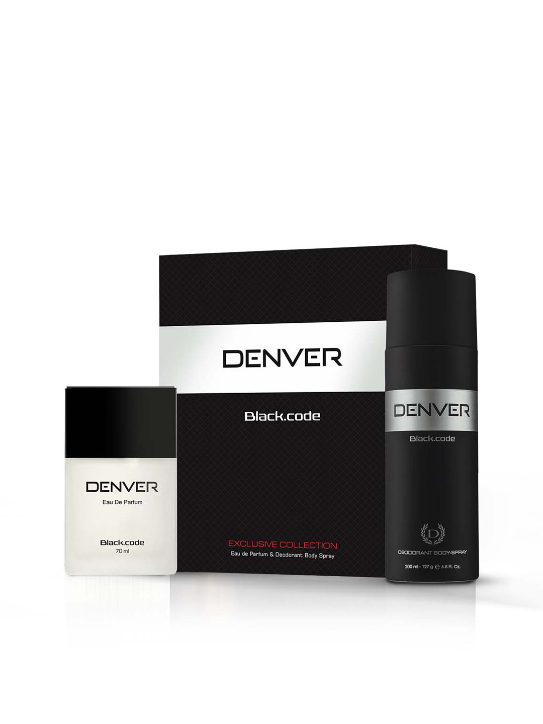 Buy Denver Men Set Of Black Code Eau De Parfum & Deodorant 70ml + 200ml - Fragrance Gift Set for ...