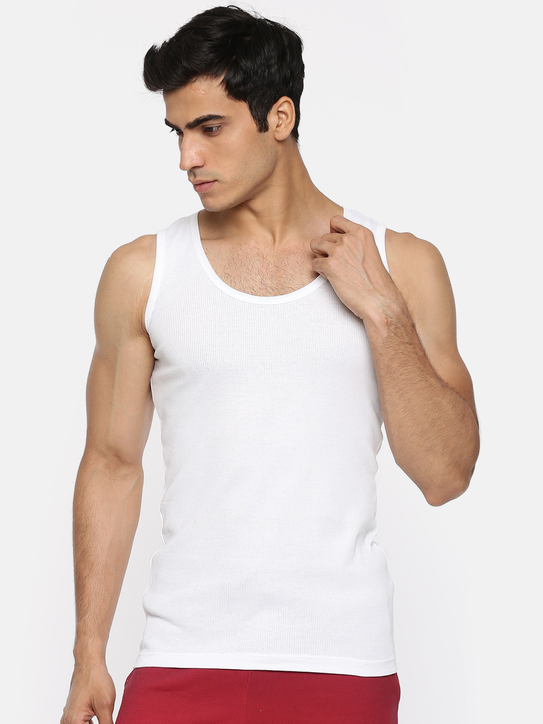 Buy Park Avenue Men White Solid Cotton Innerwear Vest PZVR00013 ...