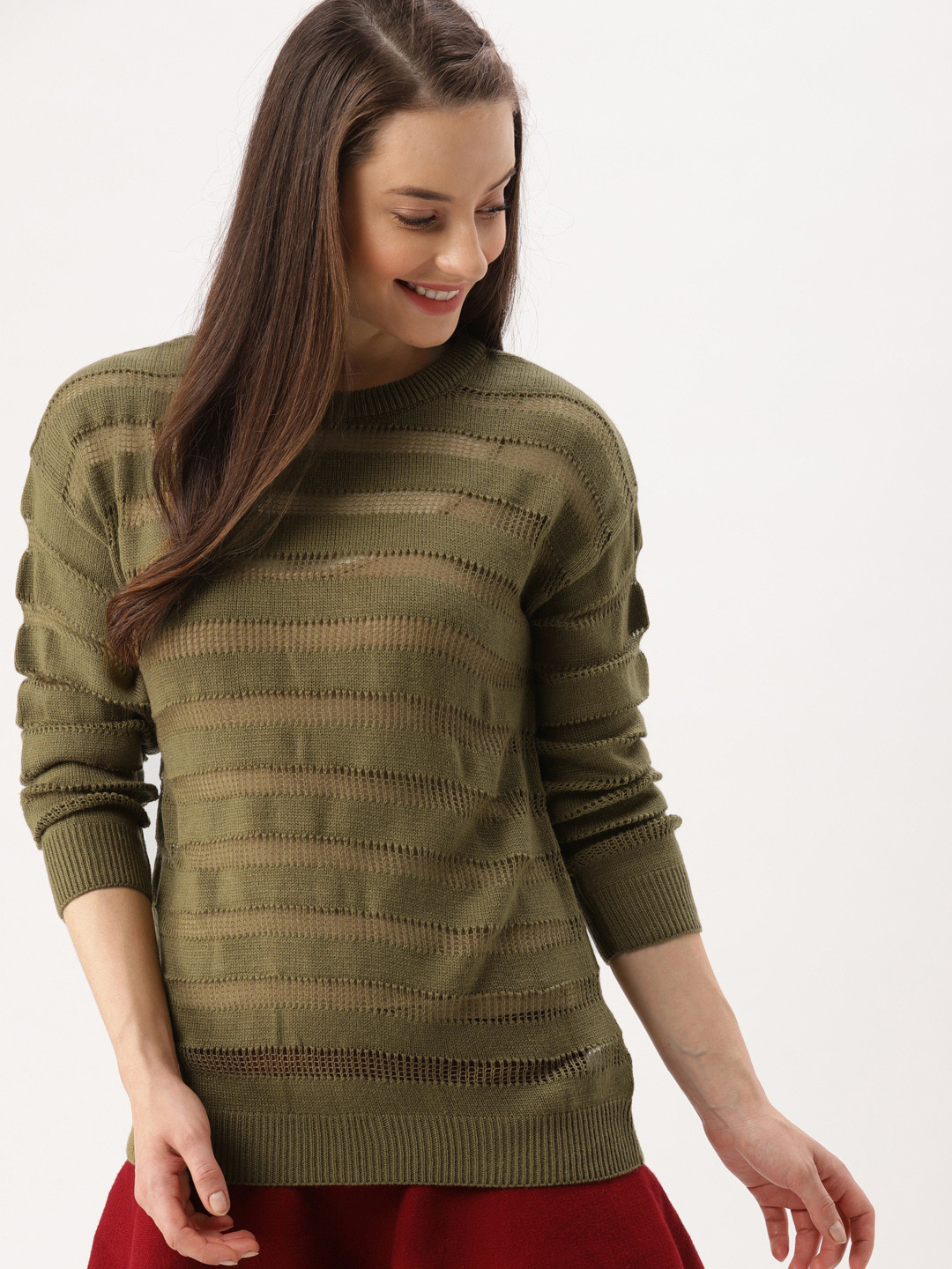 Buy DressBerry Women Olive Green Pullover - Sweaters for Women 4423946 ...