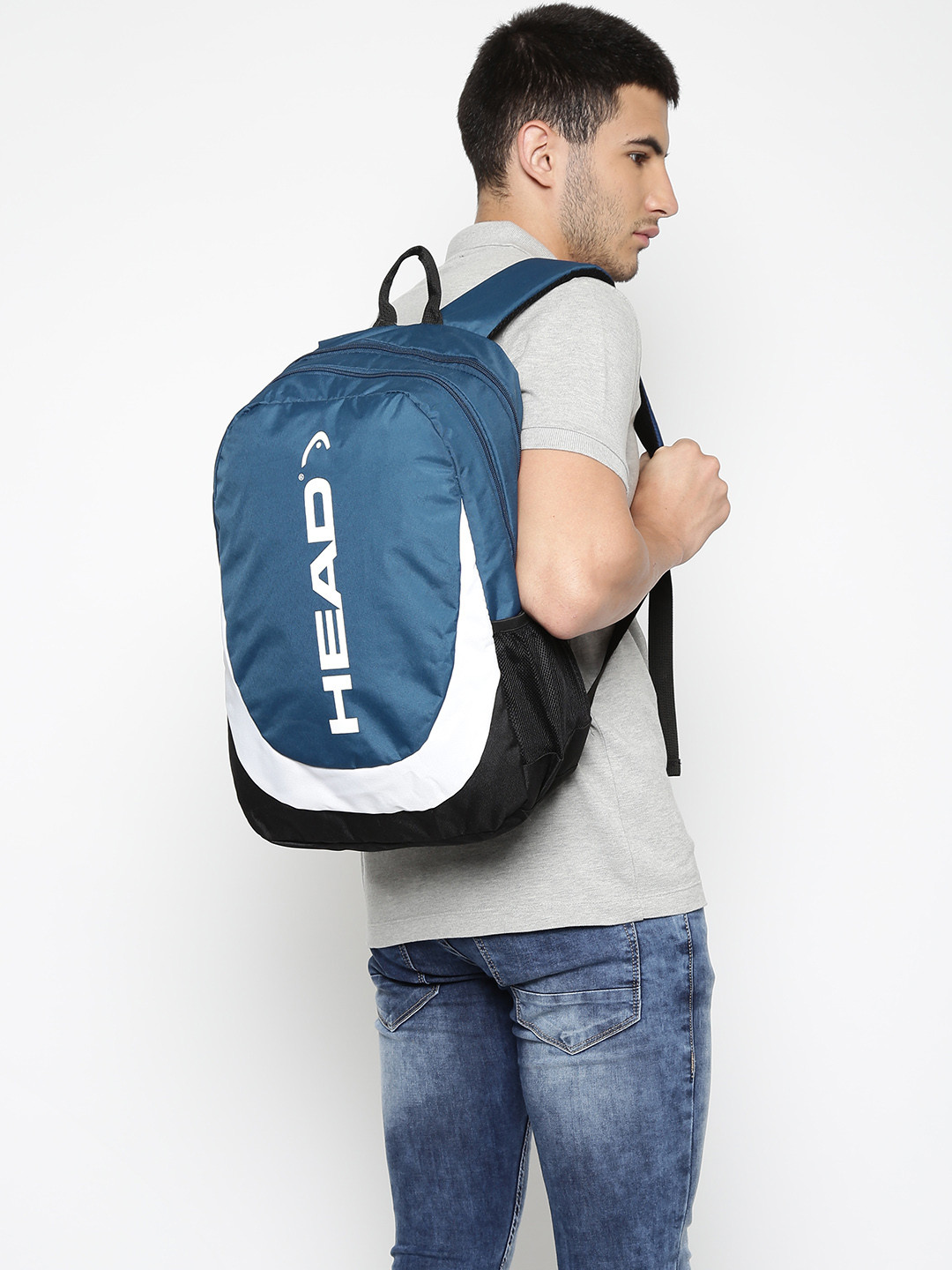Buy Head Unisex Navy Blue & Navy Blue Brand Logo Grip Backpack ...