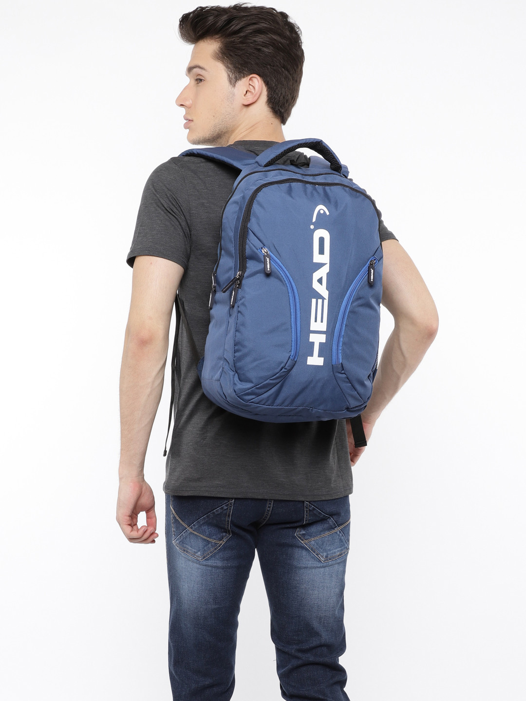 Buy Head Unisex Navy Blue Brand Logo Print Boris Laptop Backpack ...
