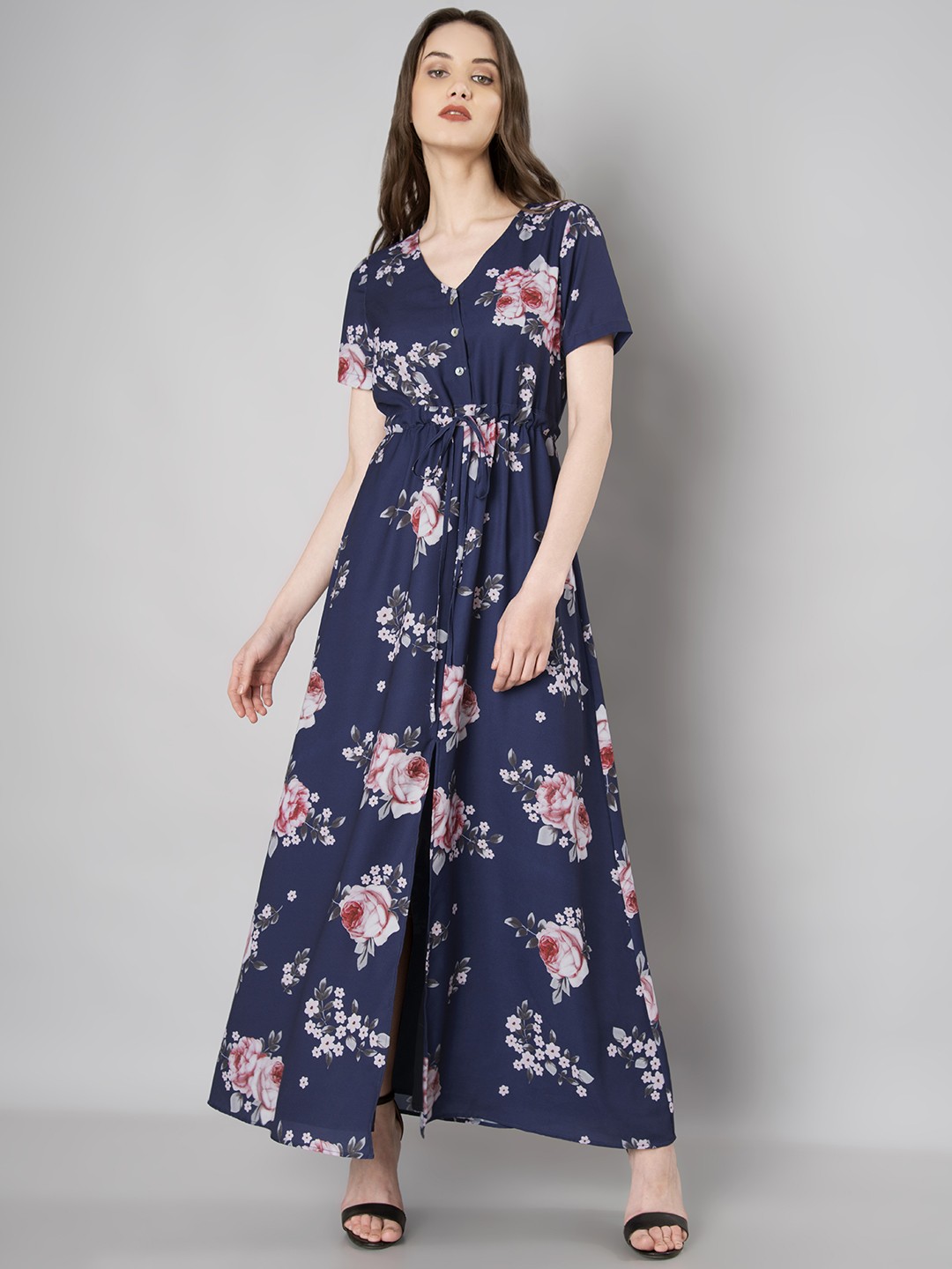 Buy Faballey Women Navy Blue Printed Maxi Dress Dresses For Women