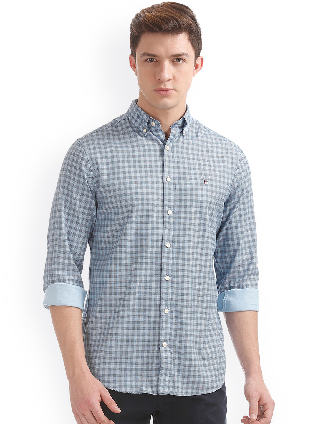 Buy GANT Men Blue Regular Fit Checked Casual Shirt - Shirts for Men ...