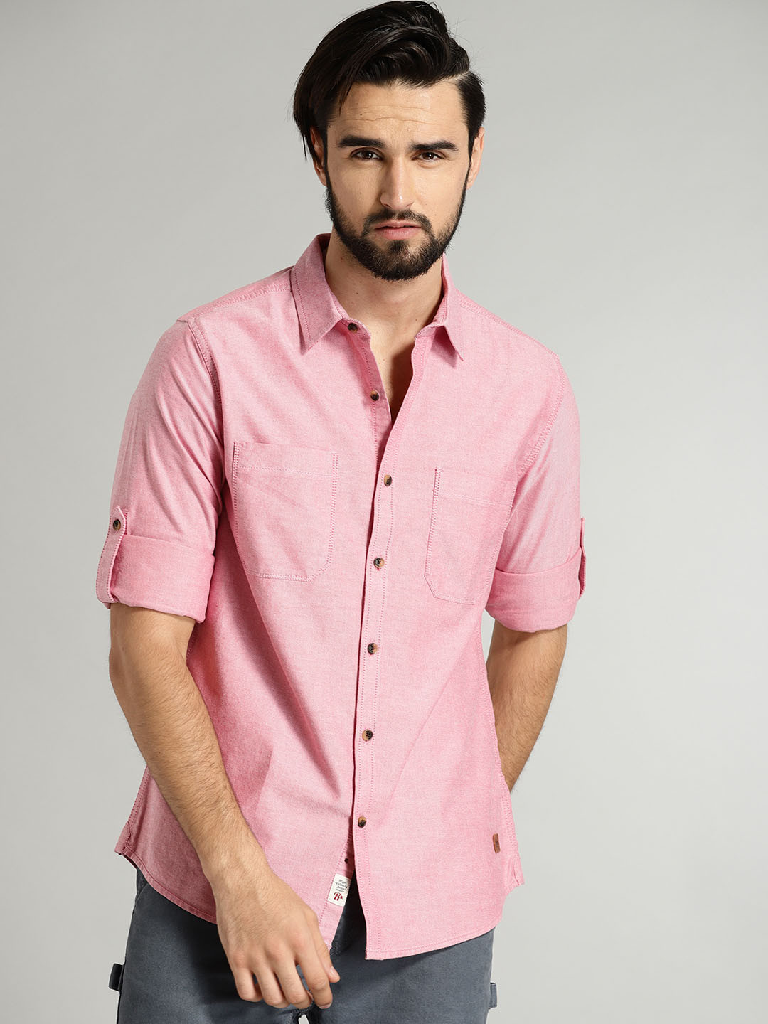 Buy Roadster Men Red Regular Fit Solid Casual Shirt - Shirts for Men ...