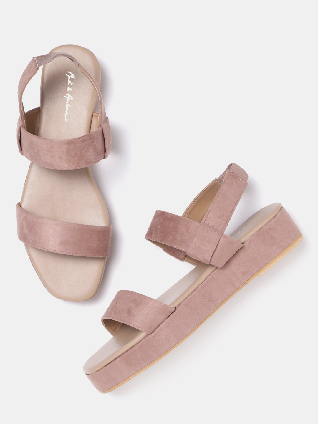 Buy Mast & Harbour Women Dusty Pink Solid Flatforms - Heels for Women ...