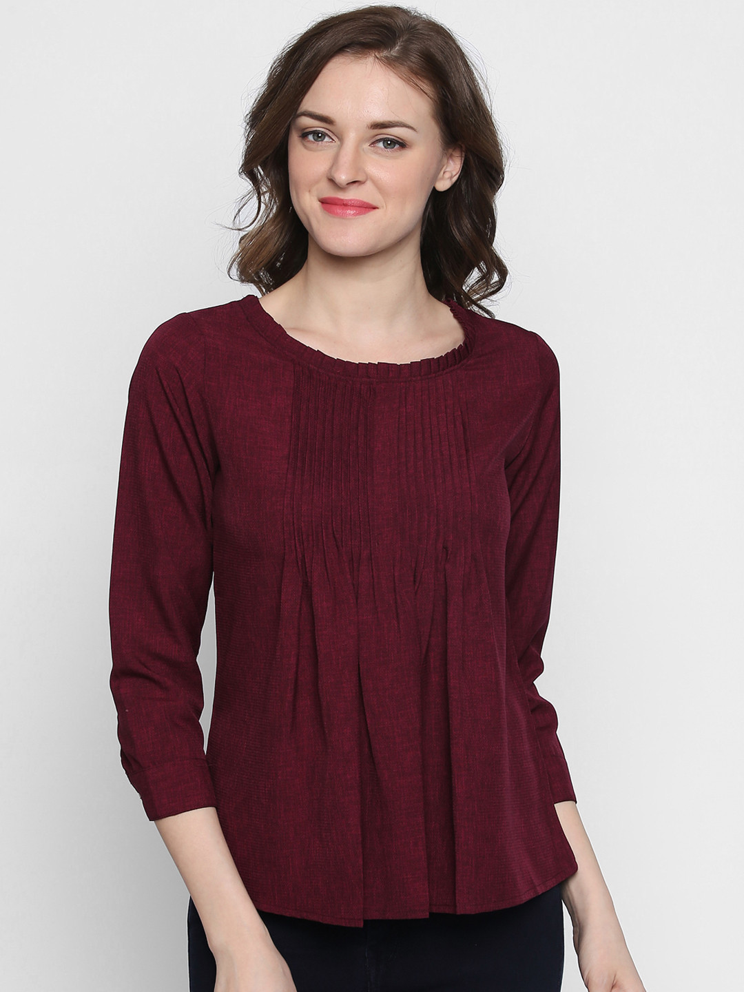 Buy Blu Finch Women Maroon Solid Top - Tops for Women 4454290 | Myntra