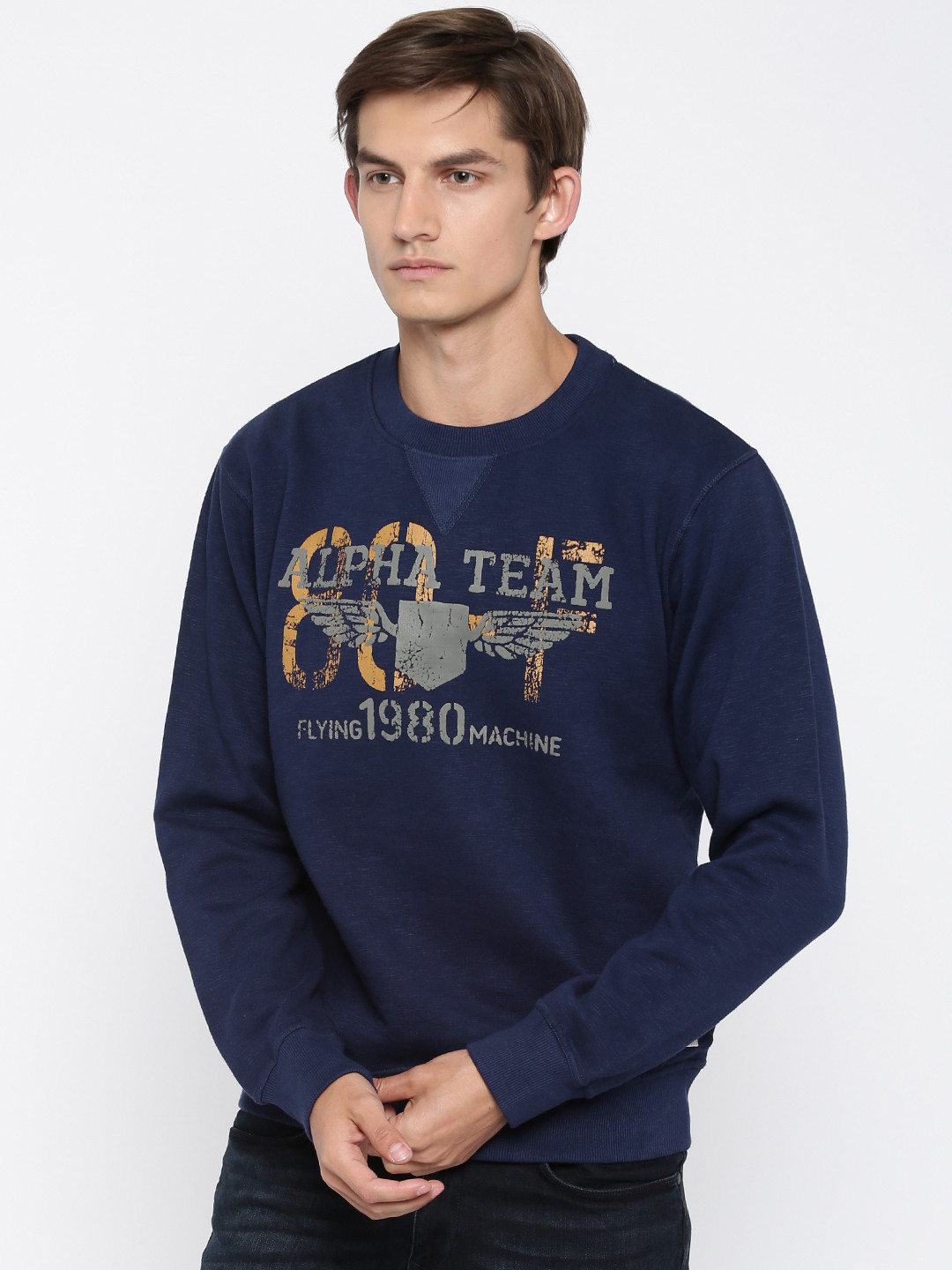 Buy Flying Machine Men Navy Printed Sweatshirt - Sweatshirts for Men ...