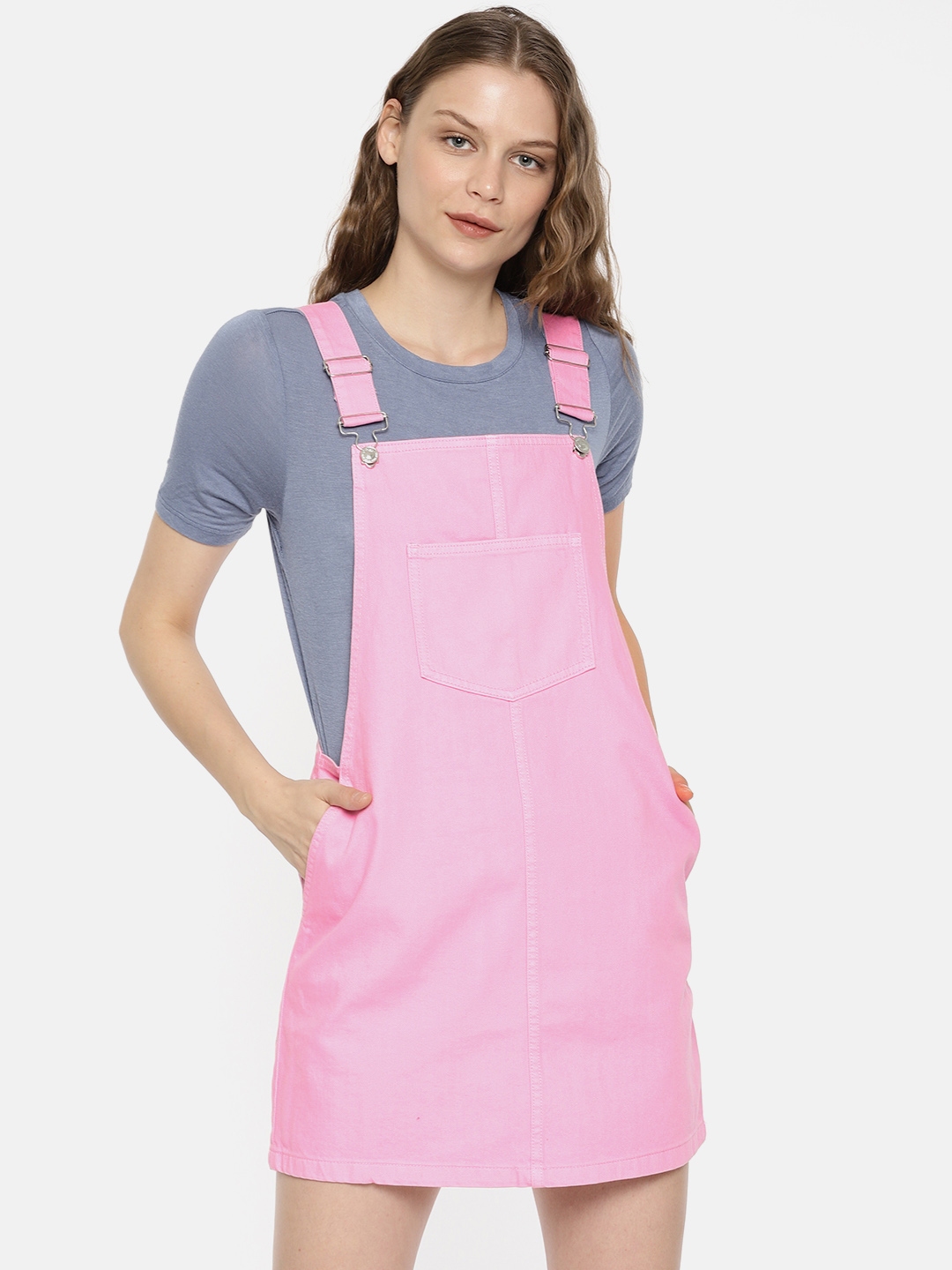 Buy Only Pink Denim Dungarees Dungarees For Women 4606948 Myntra