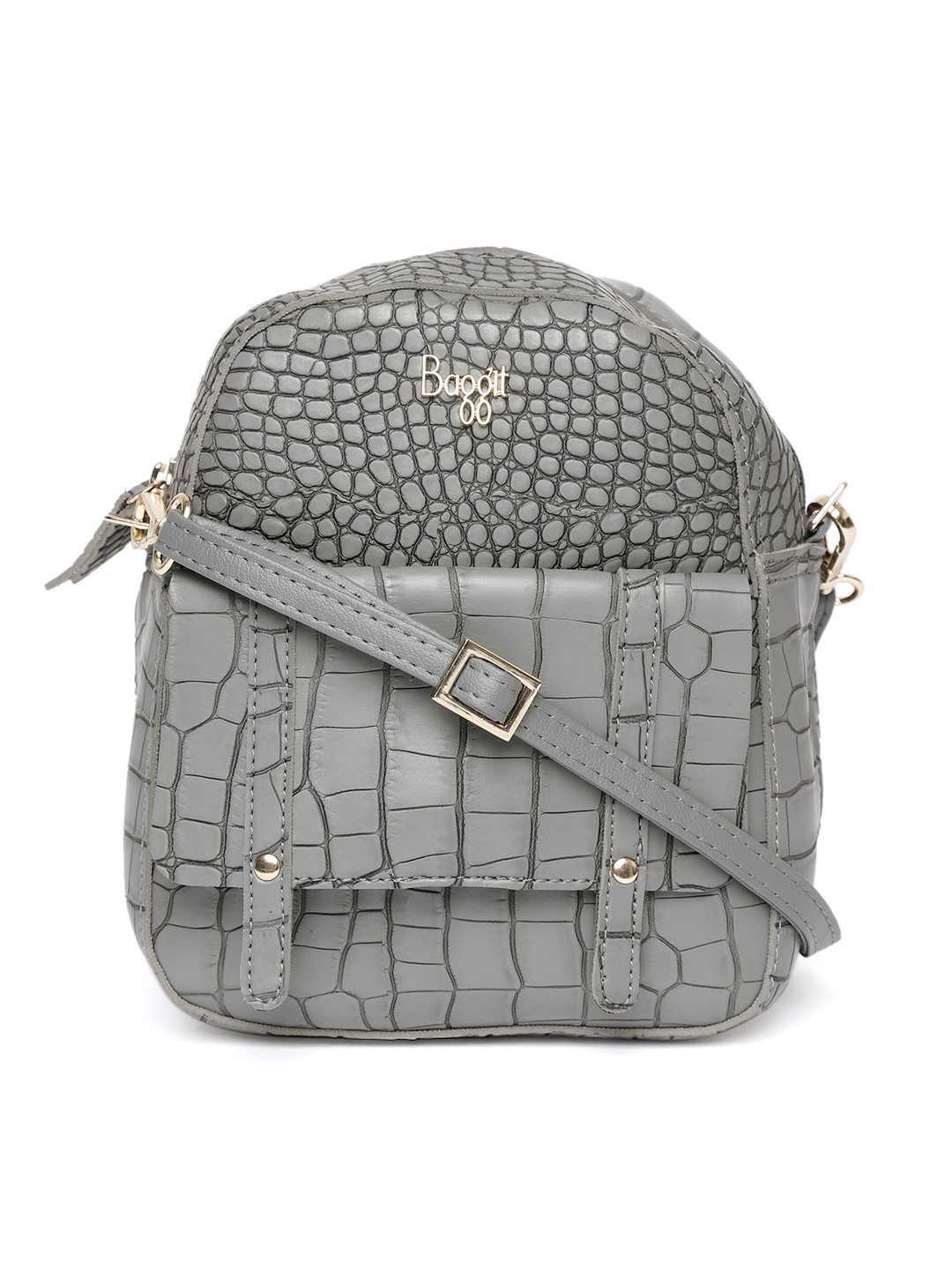 Buy Baggit Women Grey Croc Textured Backpack - Backpacks for Women ...