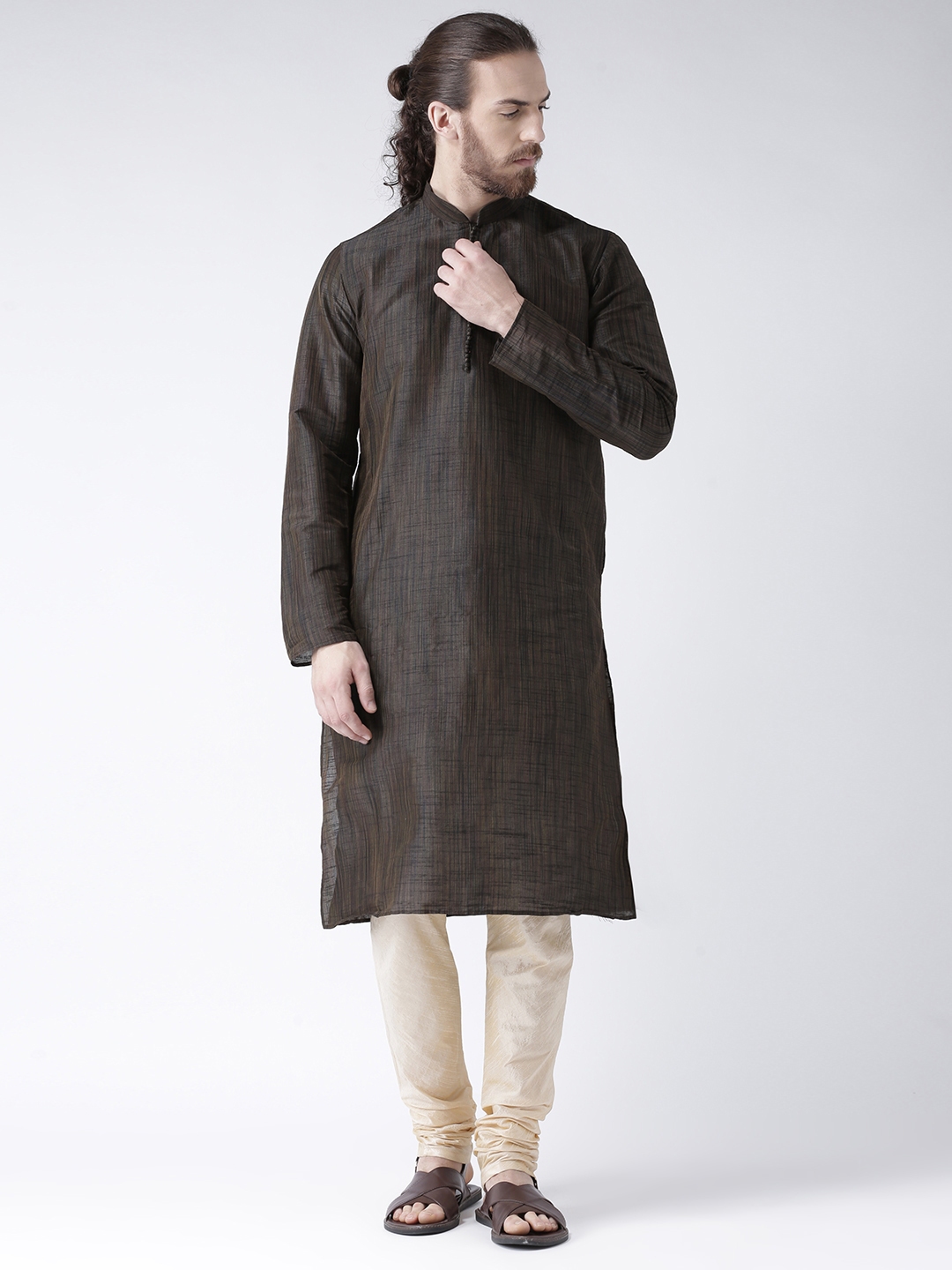 Buy DEYANN Men Coffee Brown & Cream Coloured Solid Kurta With Pyjamas ... Buy DEYANN Men Coffee Brown & Cream Coloured Solid Kurta With Pyjamas ...
