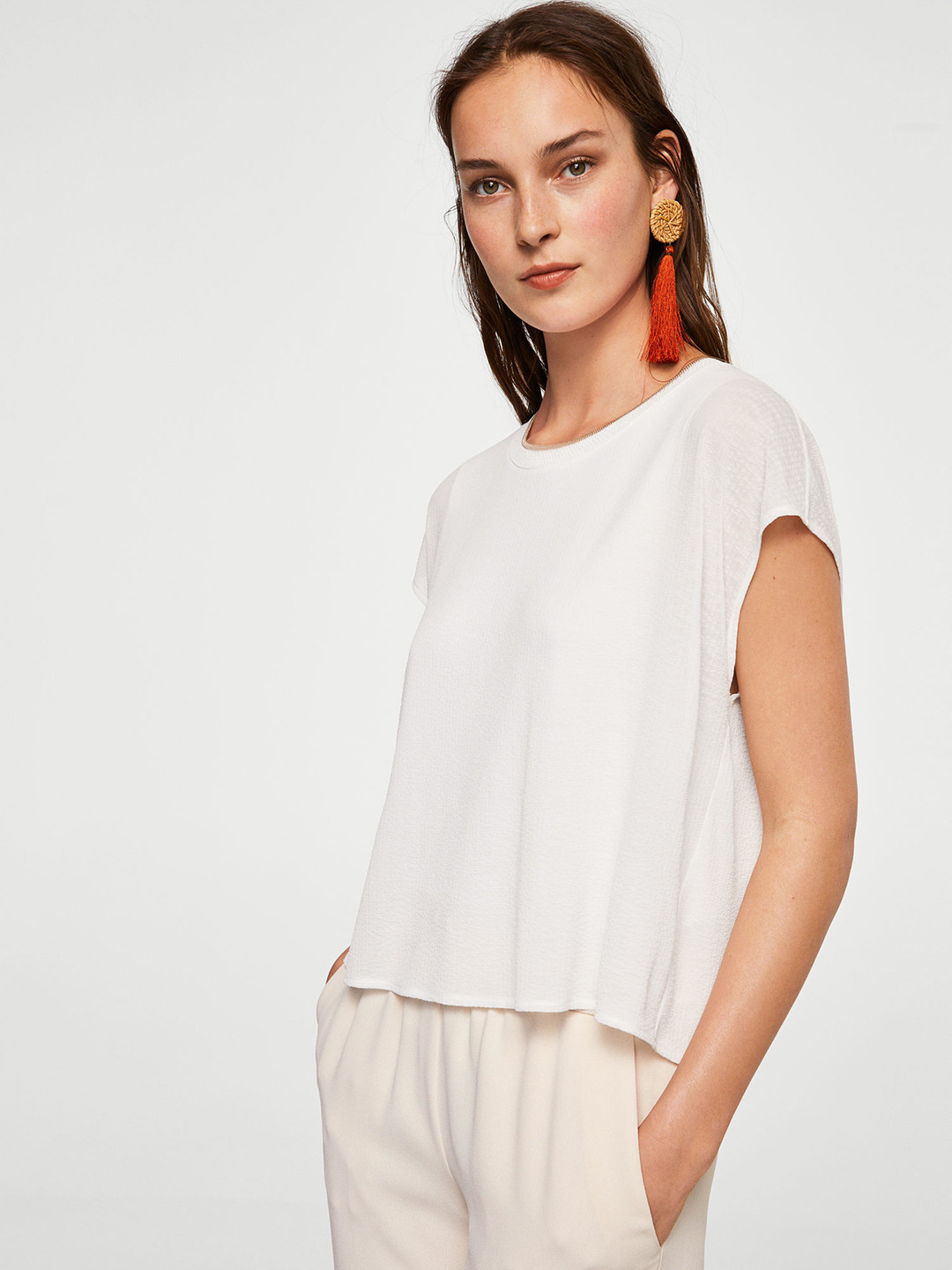 Buy MANGO Women White Solid Top - Tops for Women 4610581 | Myntra