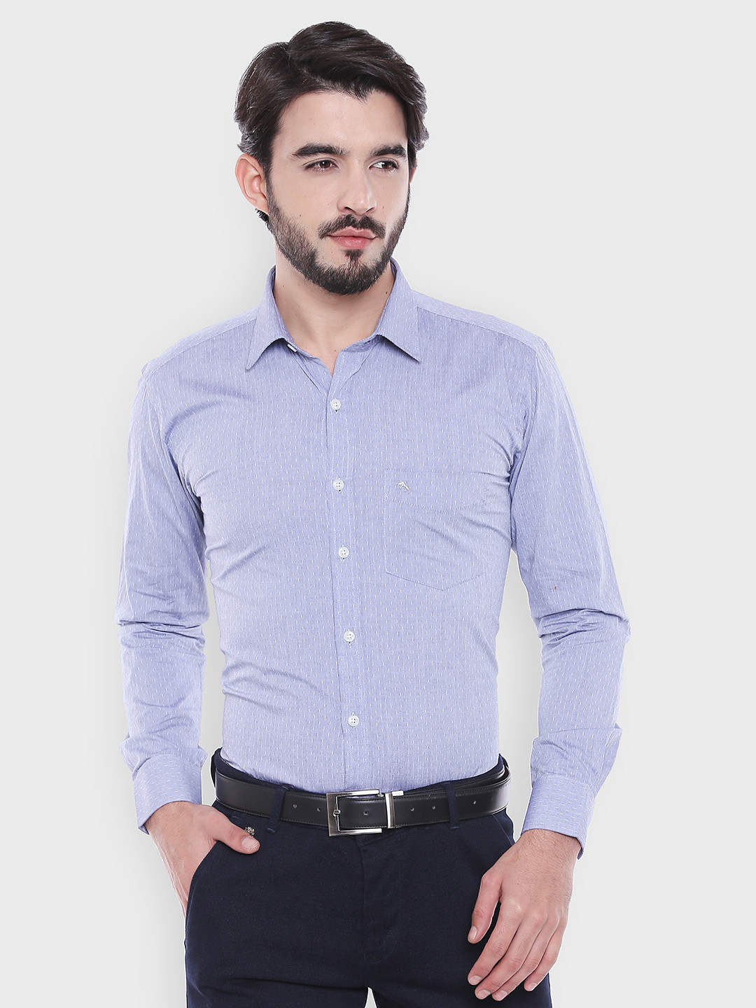 Buy DCot By Donear Men Blue Slim Fit Solid Casual Shirt - Shirts for ...