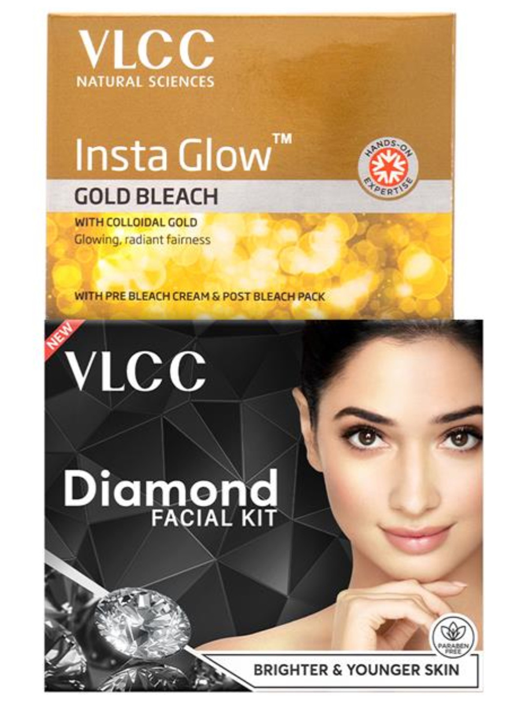 Buy VLCC Set Of 2 Diamond Single Facial Kit 60g & Insta Glow Gold ...