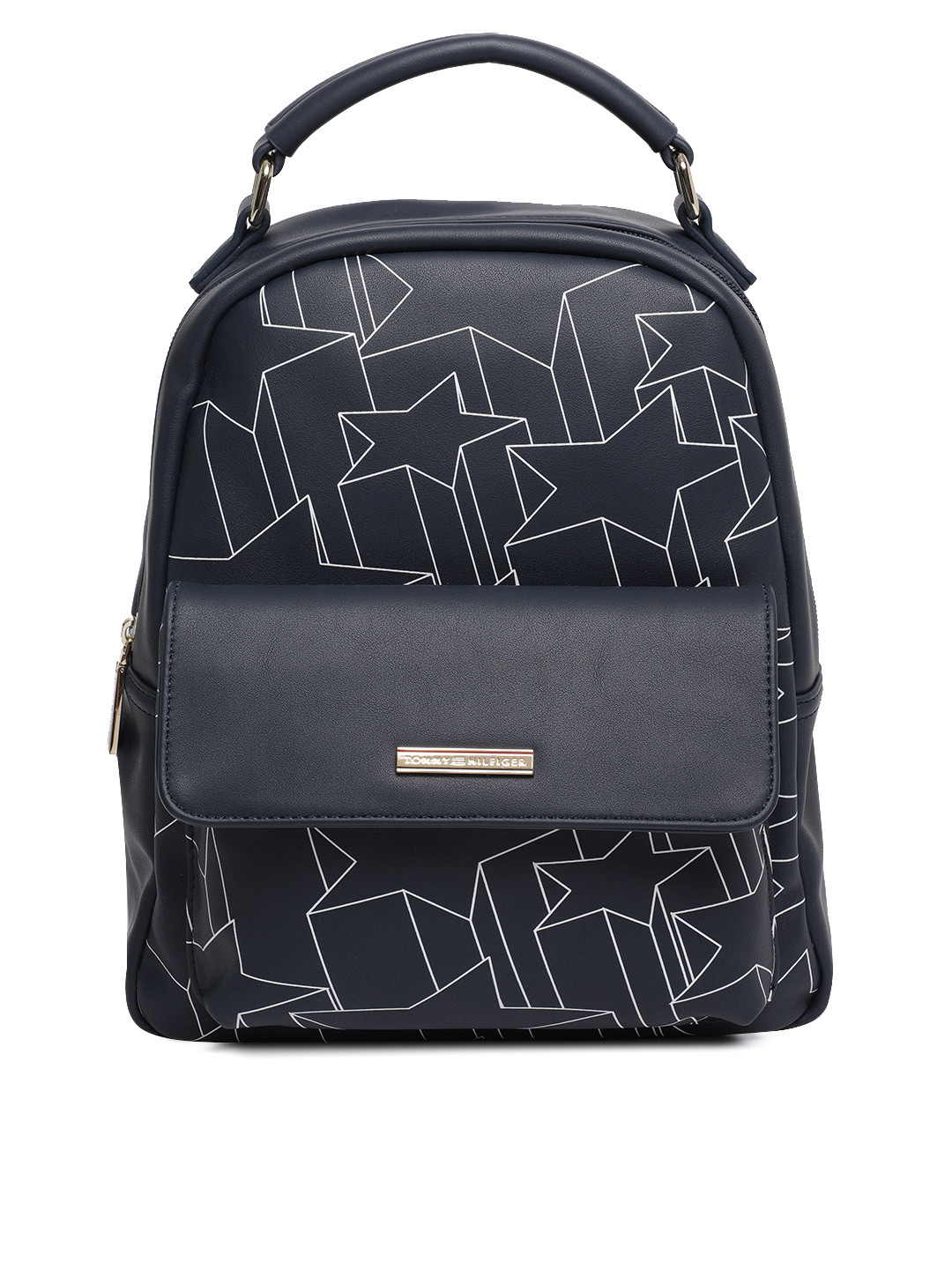 Buy Tommy Hilfiger Women Navy Blue Printed Backpack - Backpacks for ...