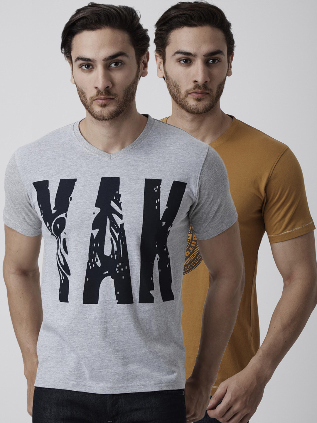 Buy YAK YAK Men Pack Of 2 Printed Round Neck T Shirts - Tshirts for Men ...