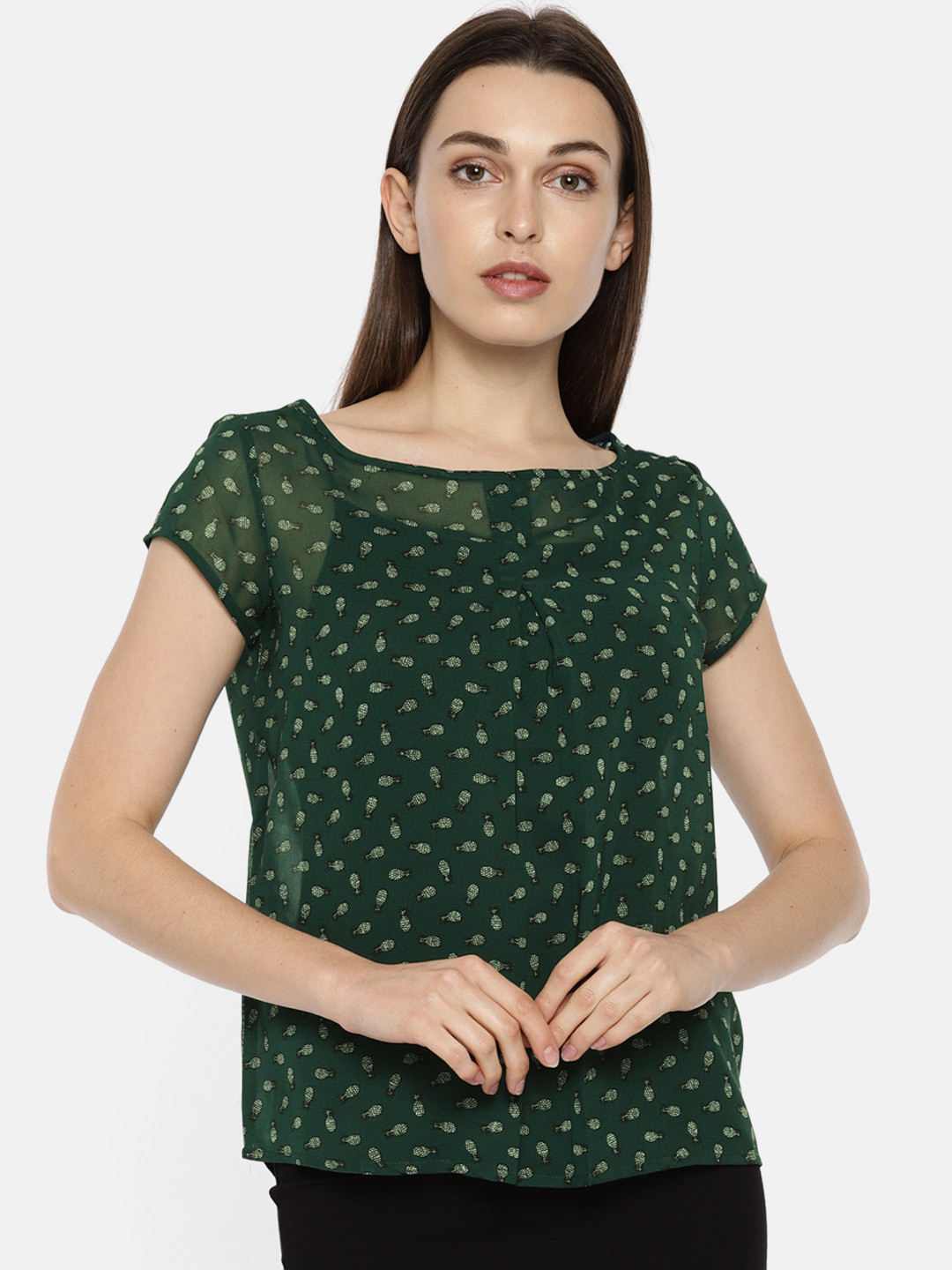 Buy People Women Green Printed Top - Tops for Women 4883586 | Myntra