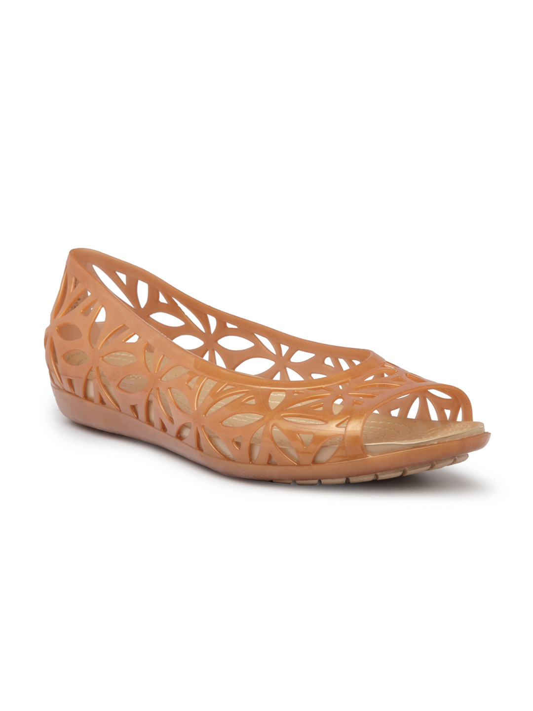 Buy Crocs Isabella Women Gold Toned Solid Synthetic Open Toe Flats ...