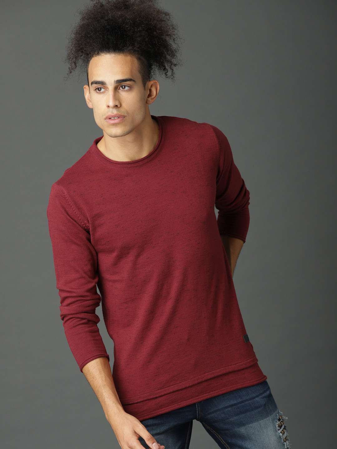 Buy Roadster Men Maroon Solid Pullover - Sweaters for Men 5125852 | Myntra