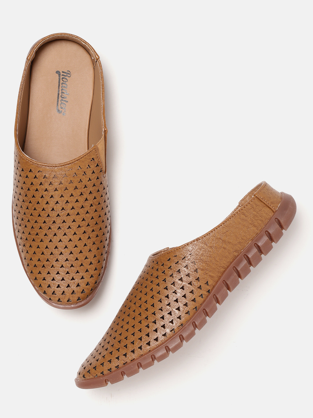 Buy Roadster Men Tan Brown Laser Cut Clogs - Sandals for Men 5279830 ...