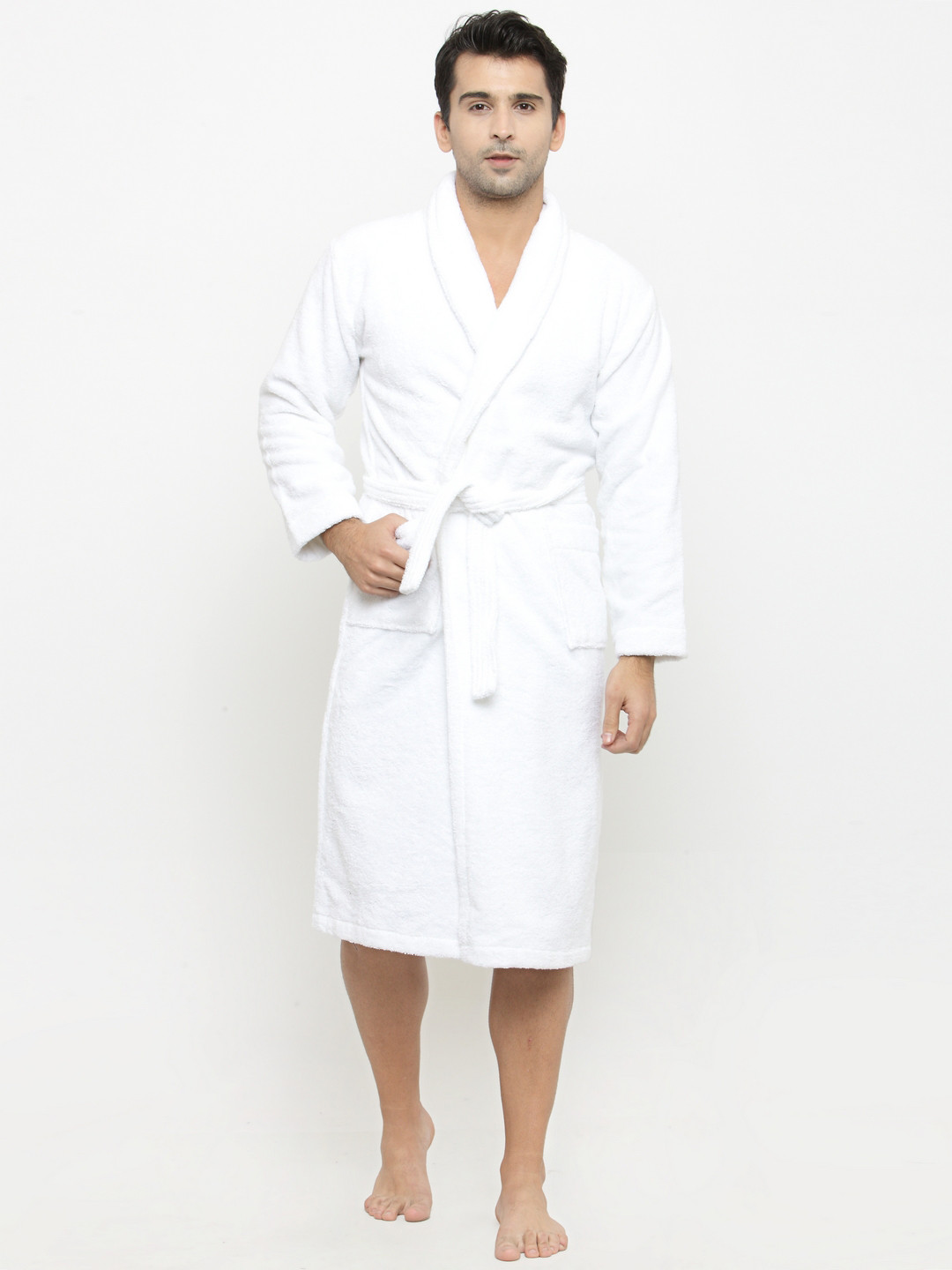 Buy MYTRIDENT White Solid Men Bathrobe - Bath Robe for Men 5352365 | Myntra