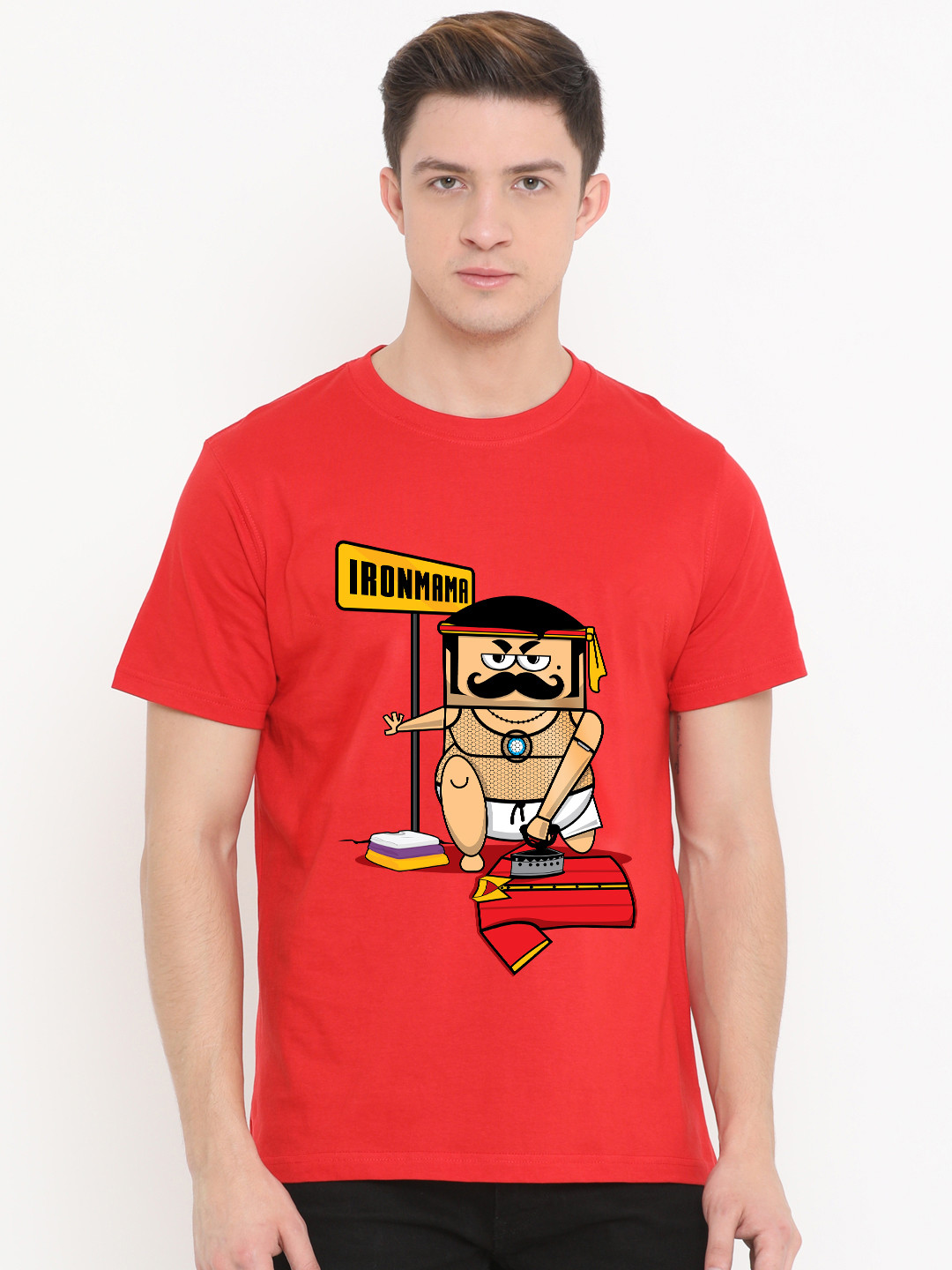 Buy Fully Filmy Men Red Printed Round Neck T Shirt - Tshirts for Men ...