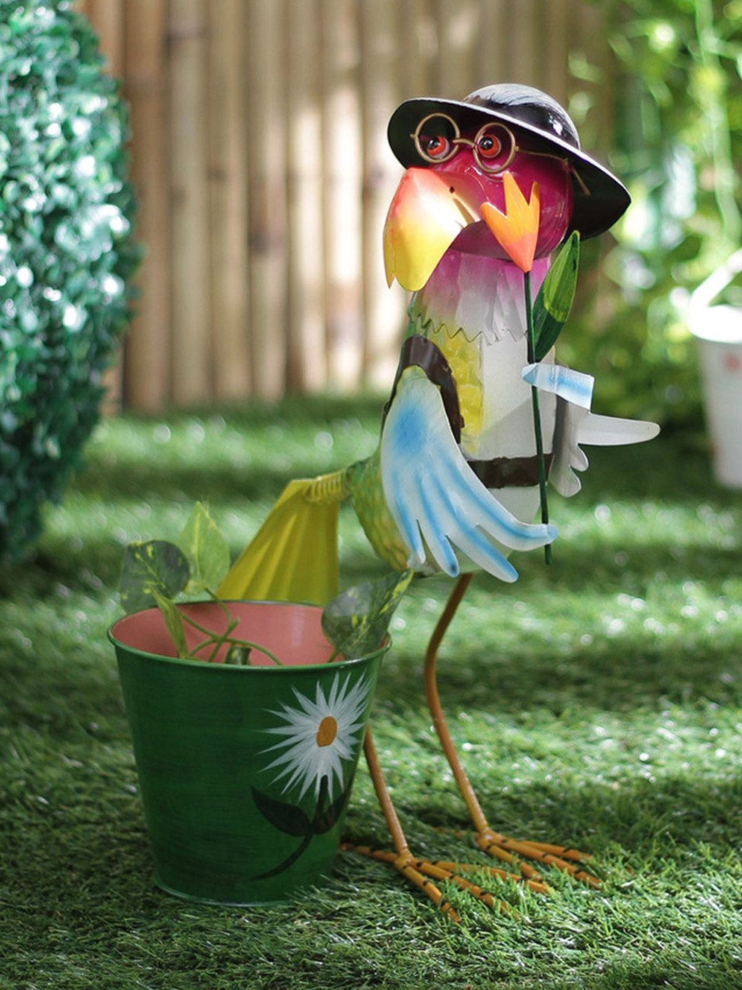 Buy Green Girgit Green Hen With Hat & Glasses Planter - Planters for ...