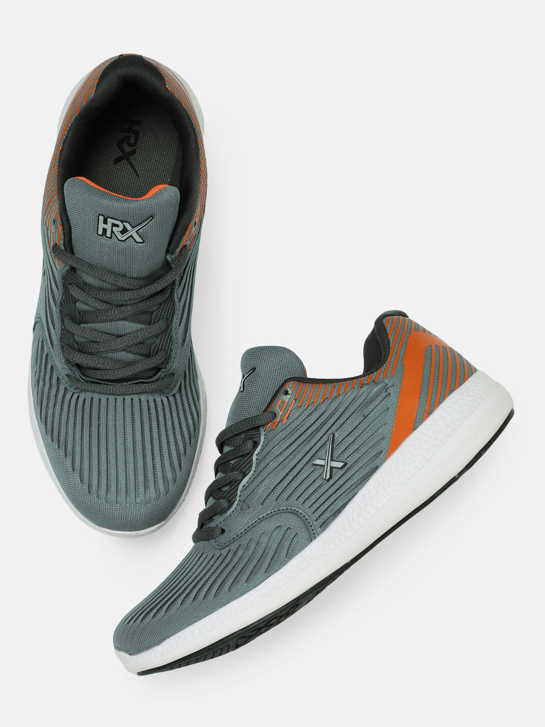Buy HRX By Hrithik Roshan Women Grey & Orange Ultra Knit Series Running ...