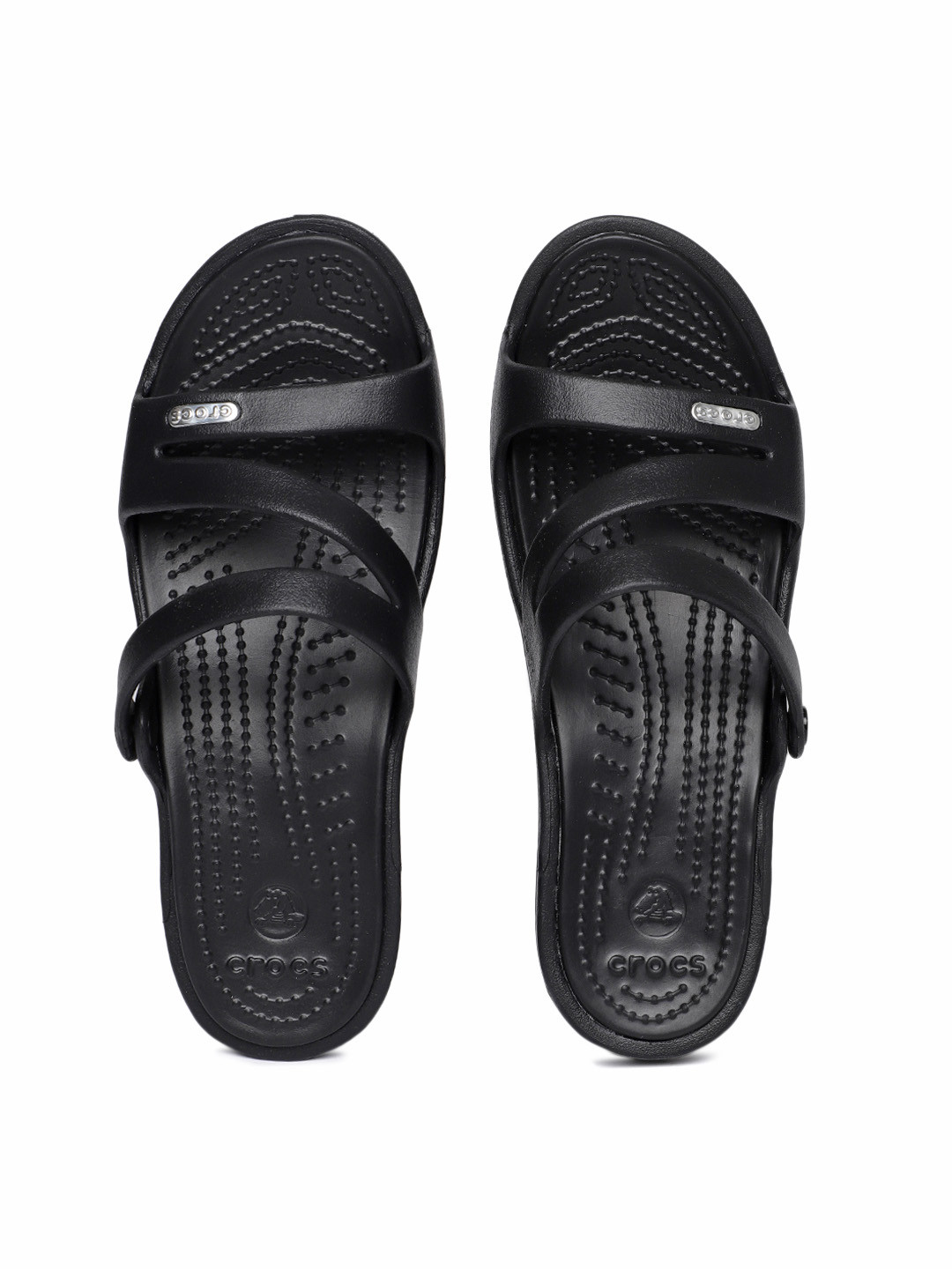 Buy Crocs Women Black Solid Comfort Sandals - Heels for Women 5393175 ...