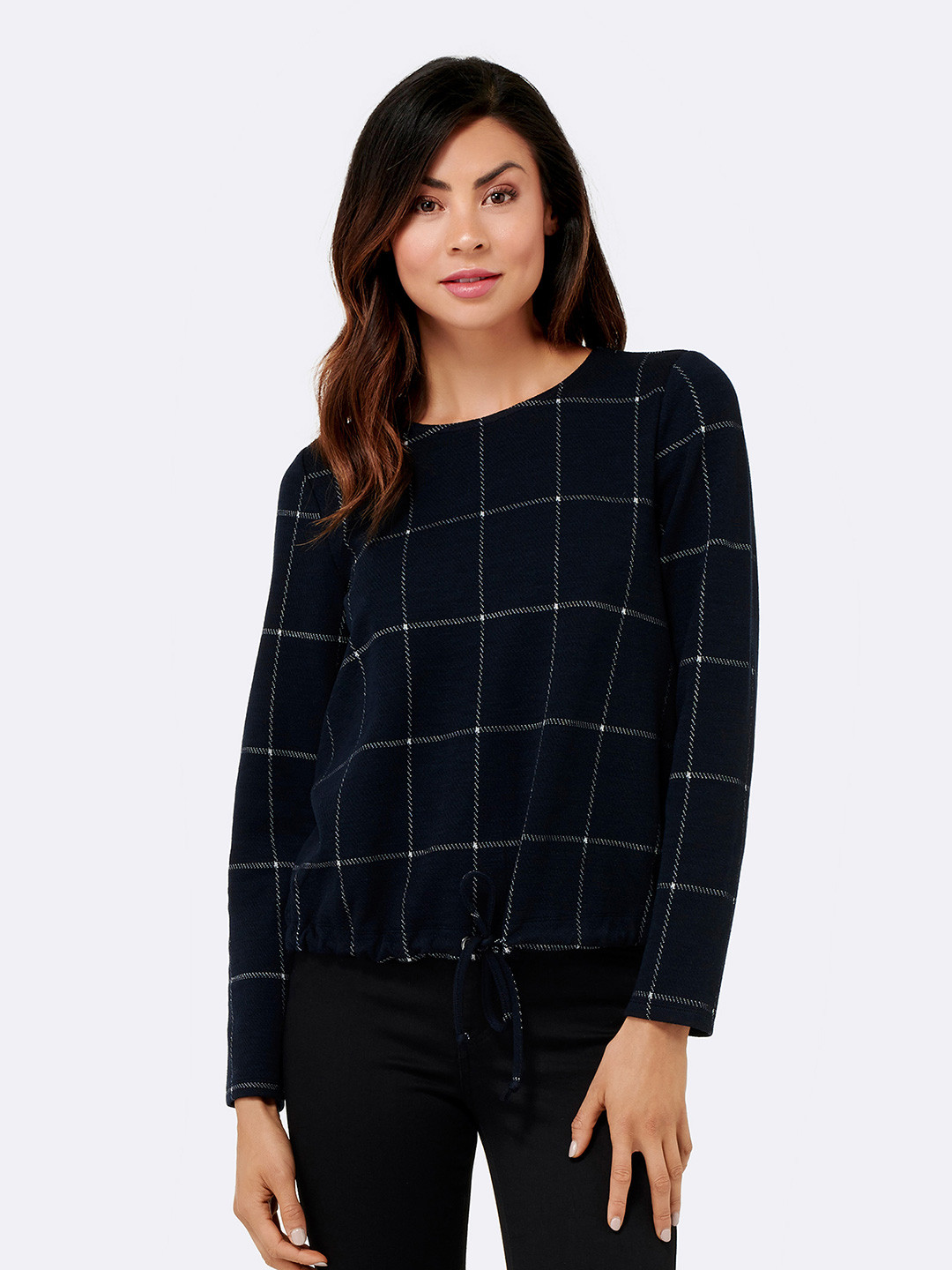 Buy Forever New Women Navy Blue Checked Top - Tops for Women 5394367 ...