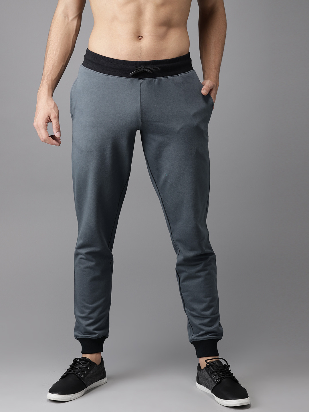 Buy HERE&NOW Men Grey Joggers - Track Pants for Men 5395431 | Myntra
