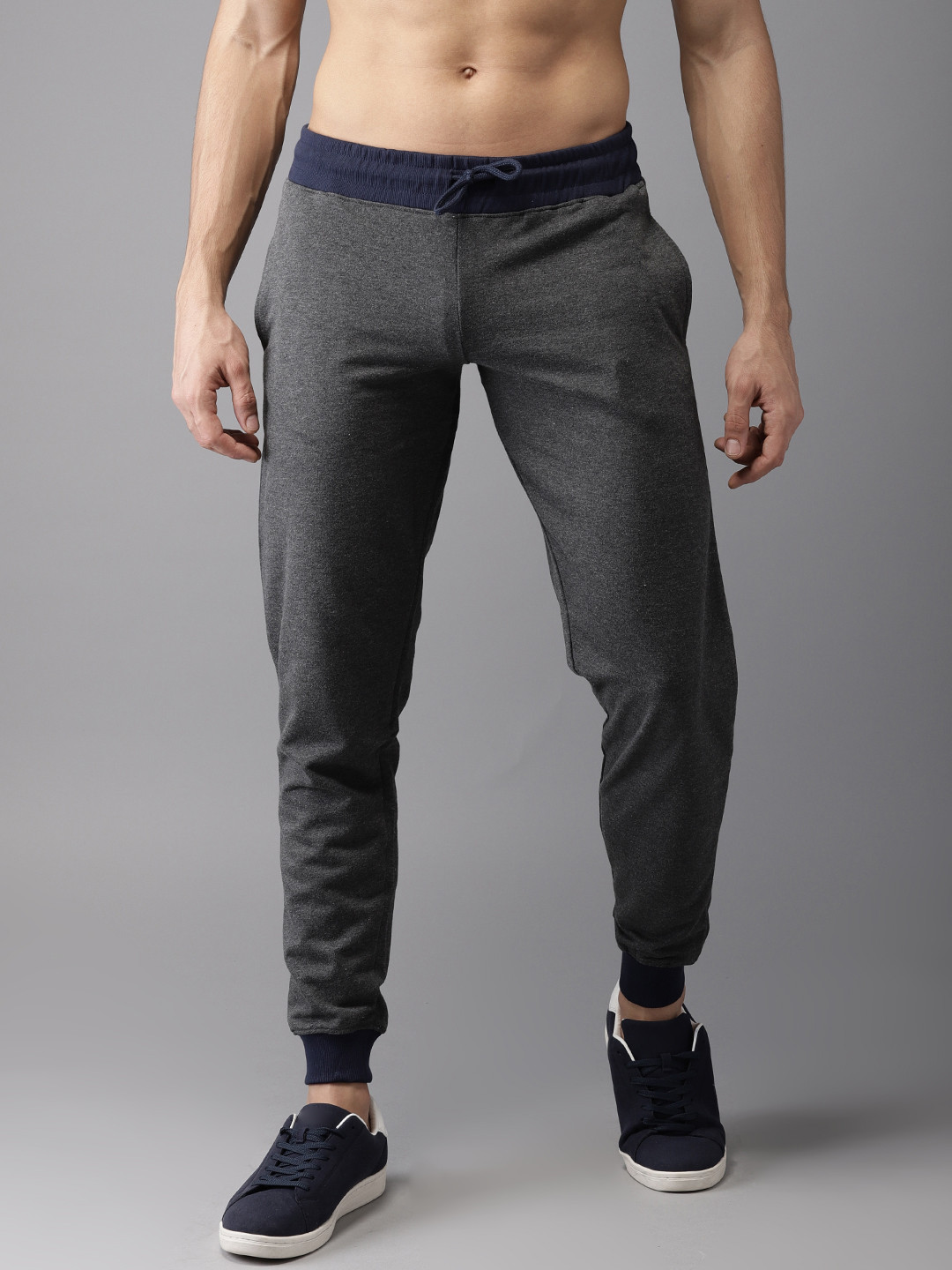 Buy HERE&NOW Charcoal Grey Joggers - Track Pants for Men 5395445 | Myntra