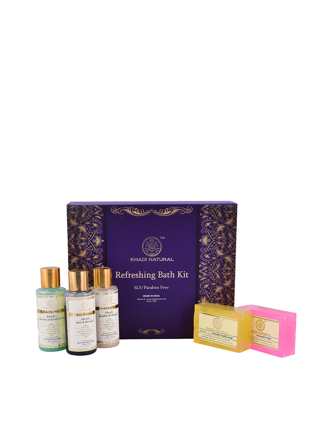 Buy Khadi Natural Ayurvedic Refreshing Bath Kit 300 Ml + 250 G - Bath ...