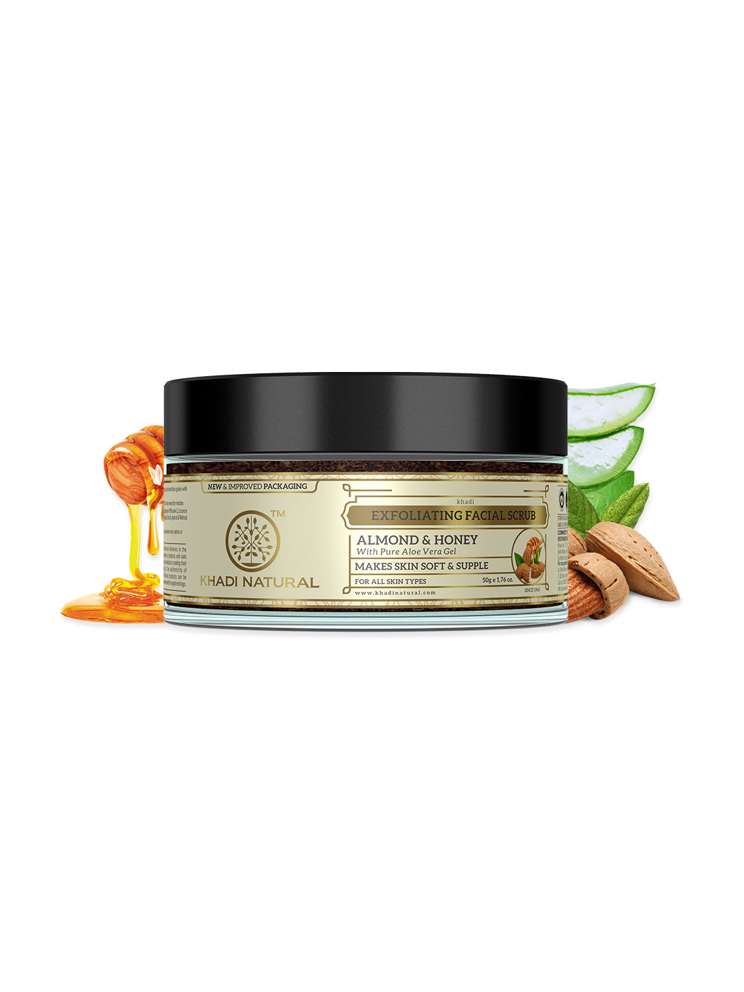 Buy Khadi Natural Unisex Herbal Exfoliating Almond & Honey Facial Scrub 50 G - Face Scrub And ...