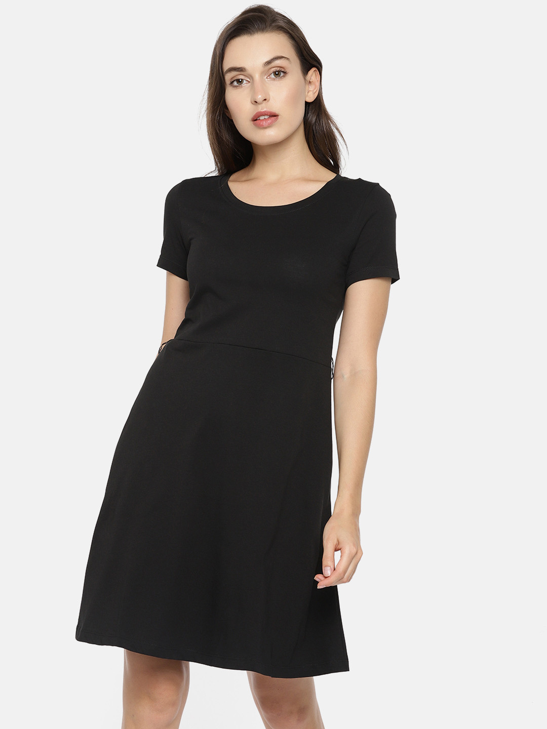 Buy Vero Moda Women Black Solid A Line Dress - Dresses for Women ...
