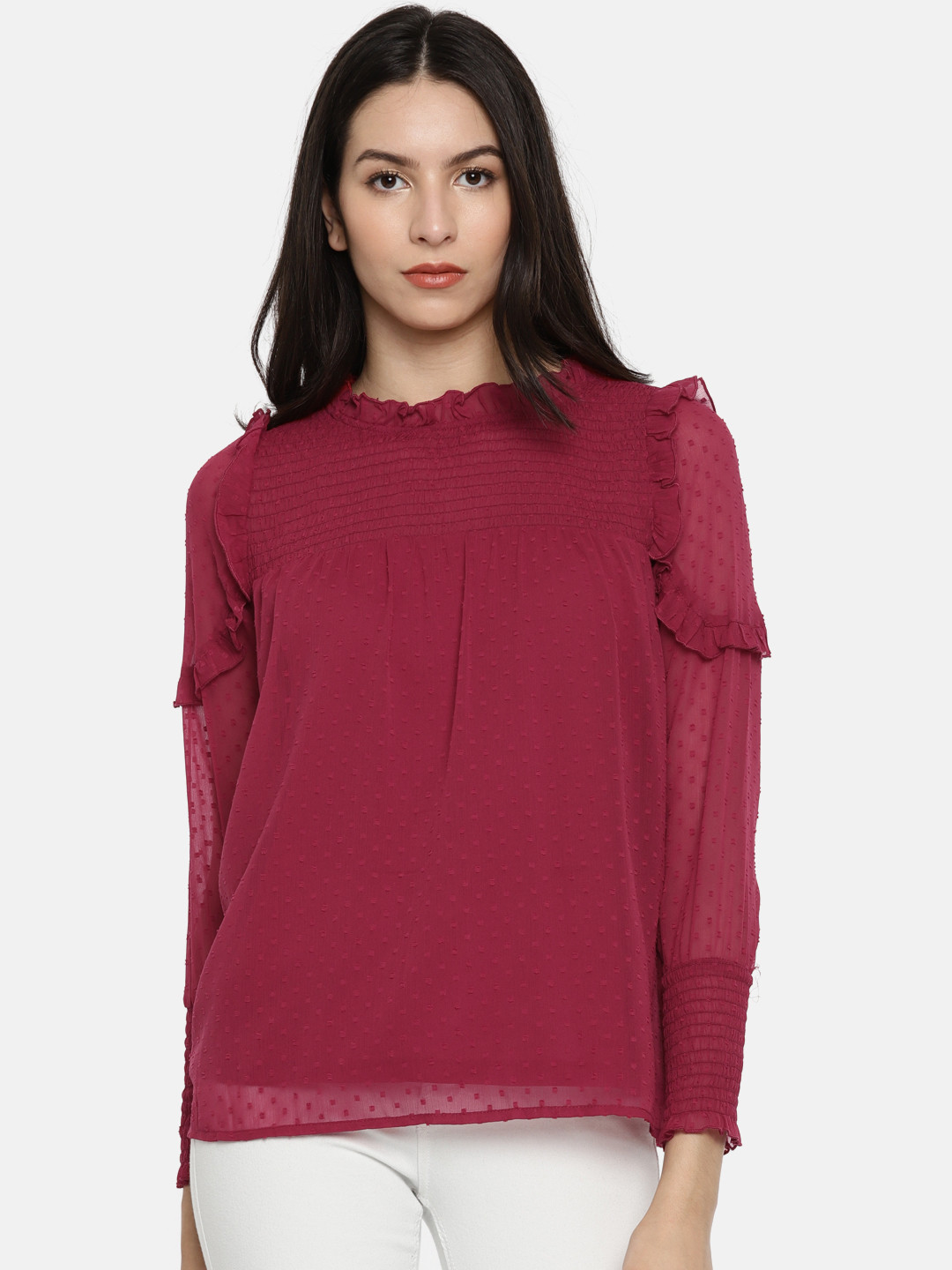 Buy Vero Moda Women Maroon Solid Top - Tops for Women 5418815 | Myntra