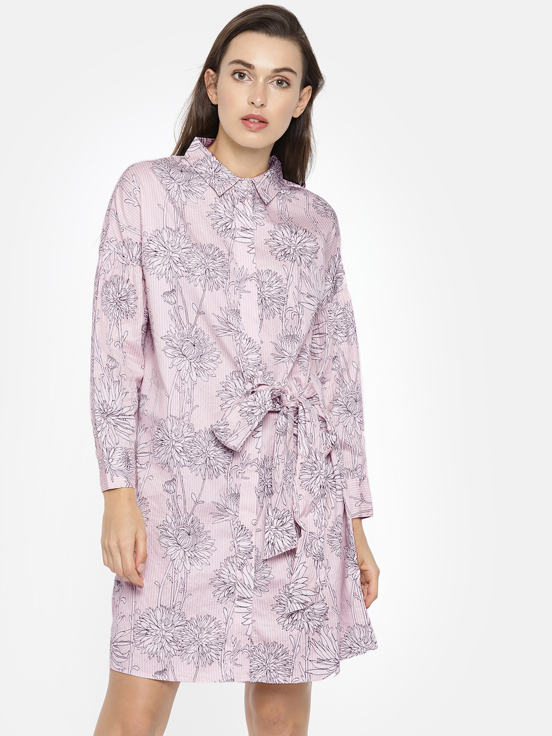 Buy Vero Moda Women Pink Floral Printed Shirt Dress - Dresses for Women ...