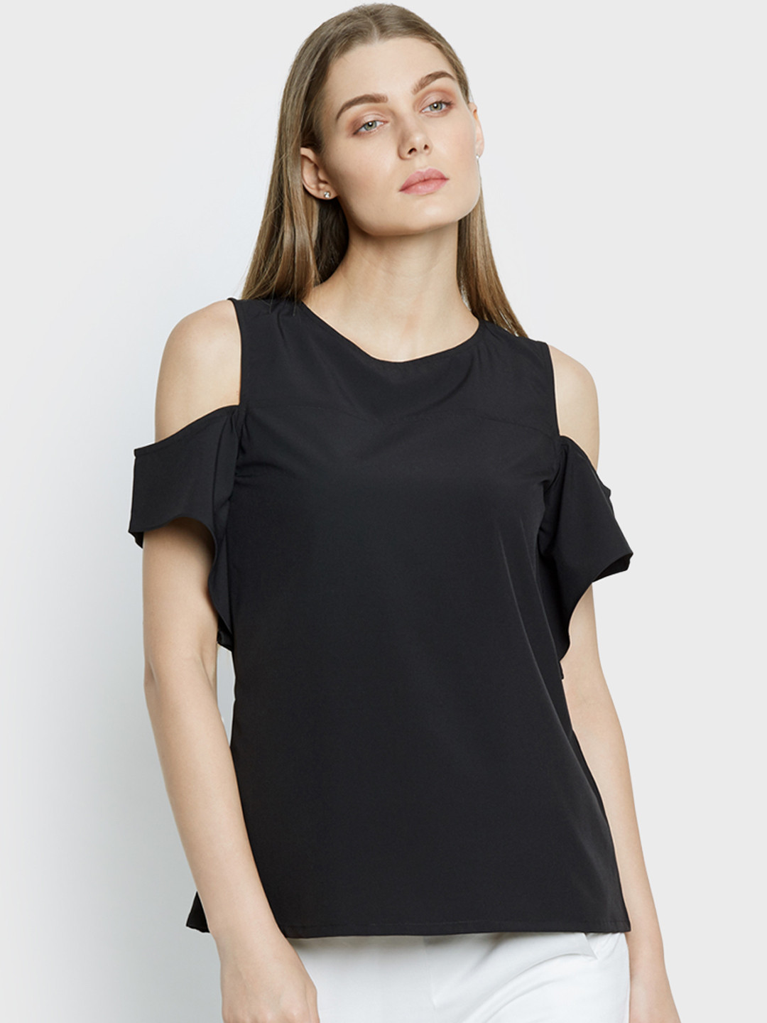 Buy AND Women Black Solid Top - Tops for Women 5435327 | Myntra