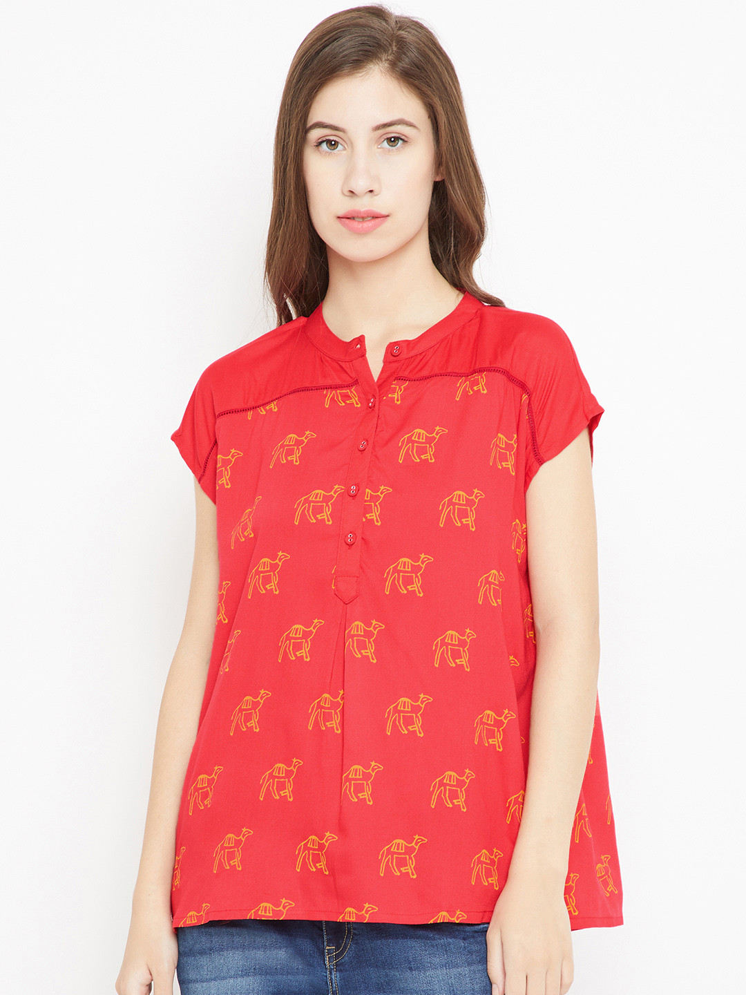 Buy Bronz Women Red Printed Top - Tops for Women 5452691 | Myntra