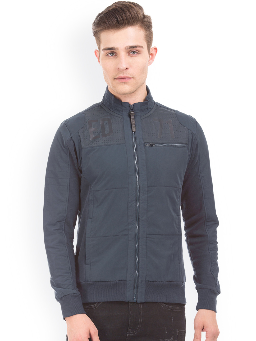Buy Ed Hardy Men Blue Solid Bomber - Jackets for Men 5452846 | Myntra
