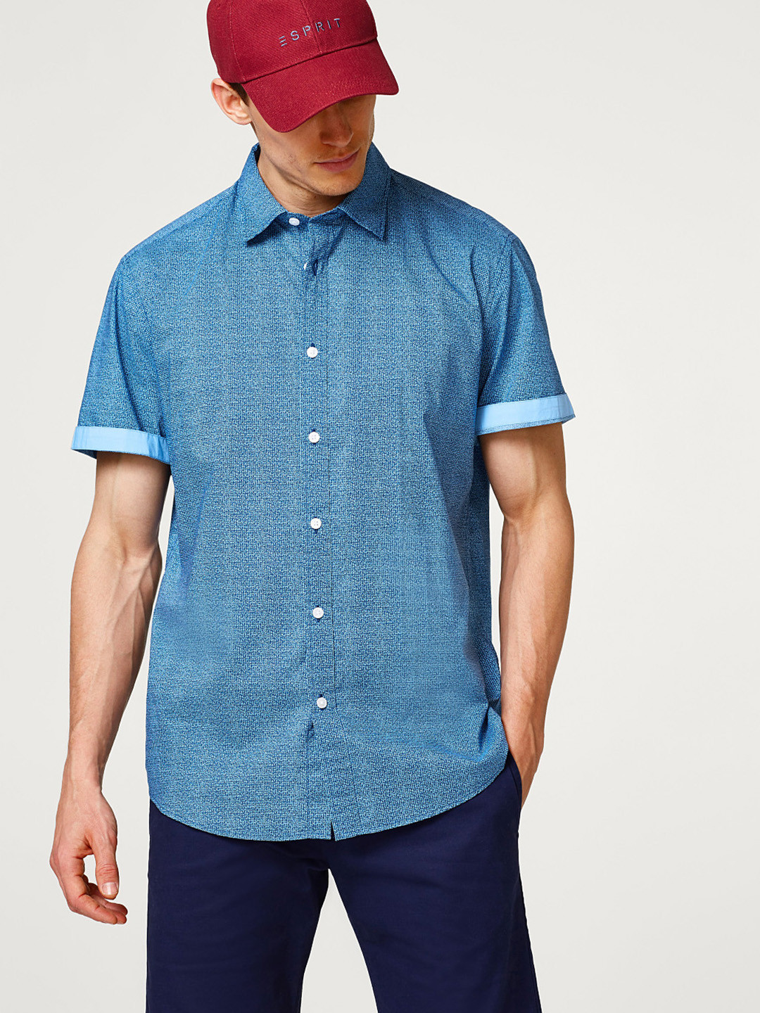 Buy ESPRIT Men Blue Regular Fit Printed Casual Shirt - Shirts for Men ...