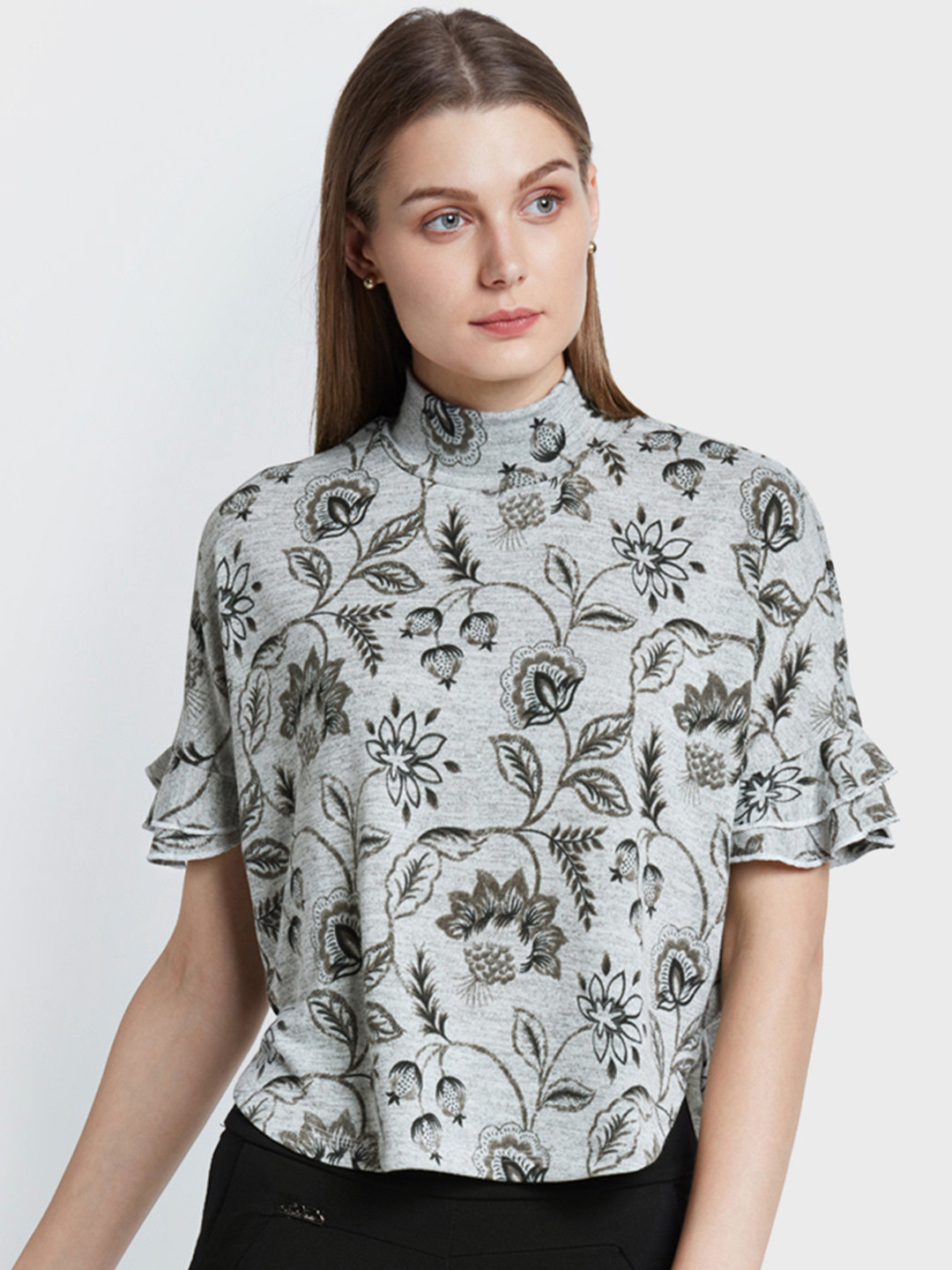 Buy AND Women Grey Floral Printed Top - Tops for Women 5523263 | Myntra