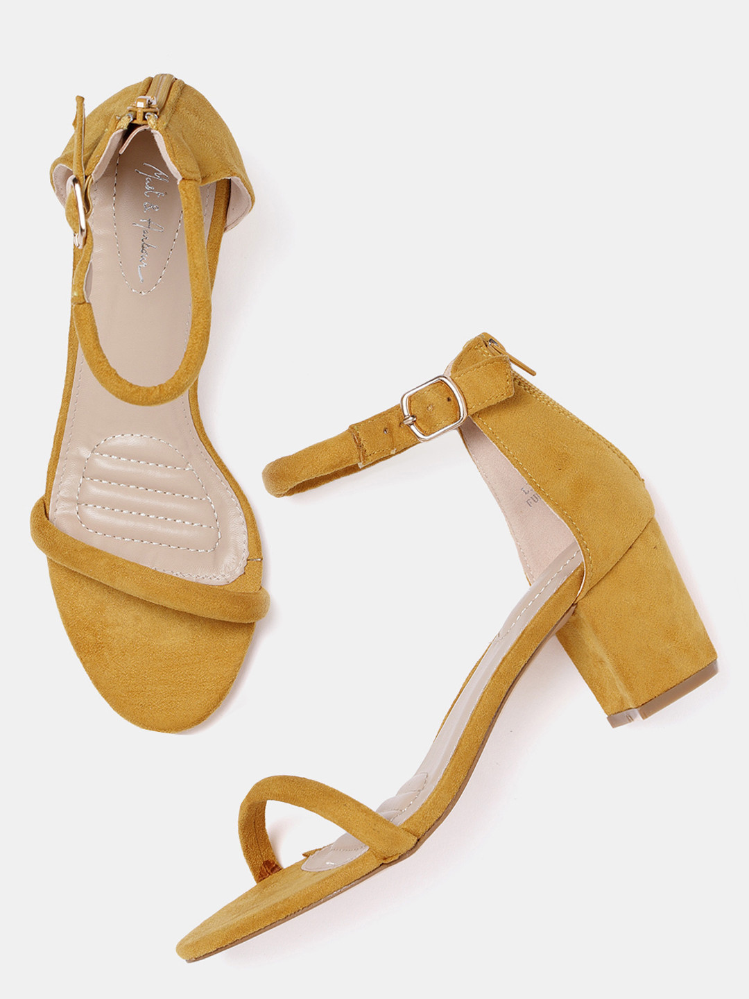 Buy Mast & Harbour Women Mustard Yellow Block Heels - Heels for Women ...