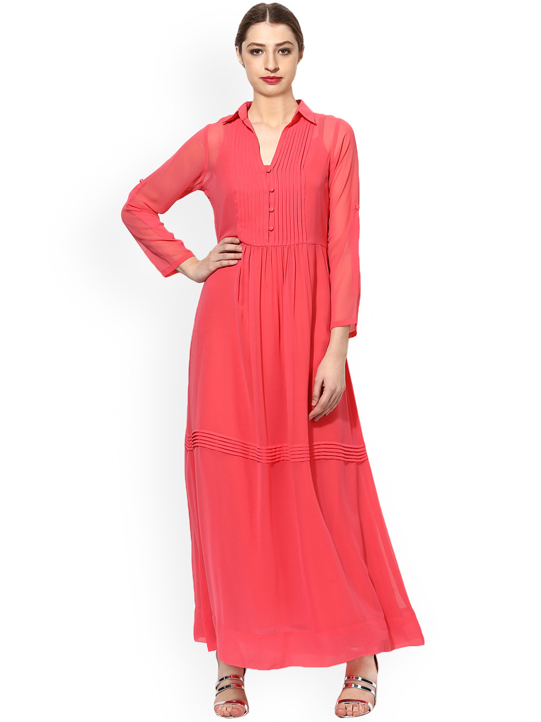 Buy Soie Women Pink Solid Maxi Dress - Dresses for Women 5526149 | Myntra
