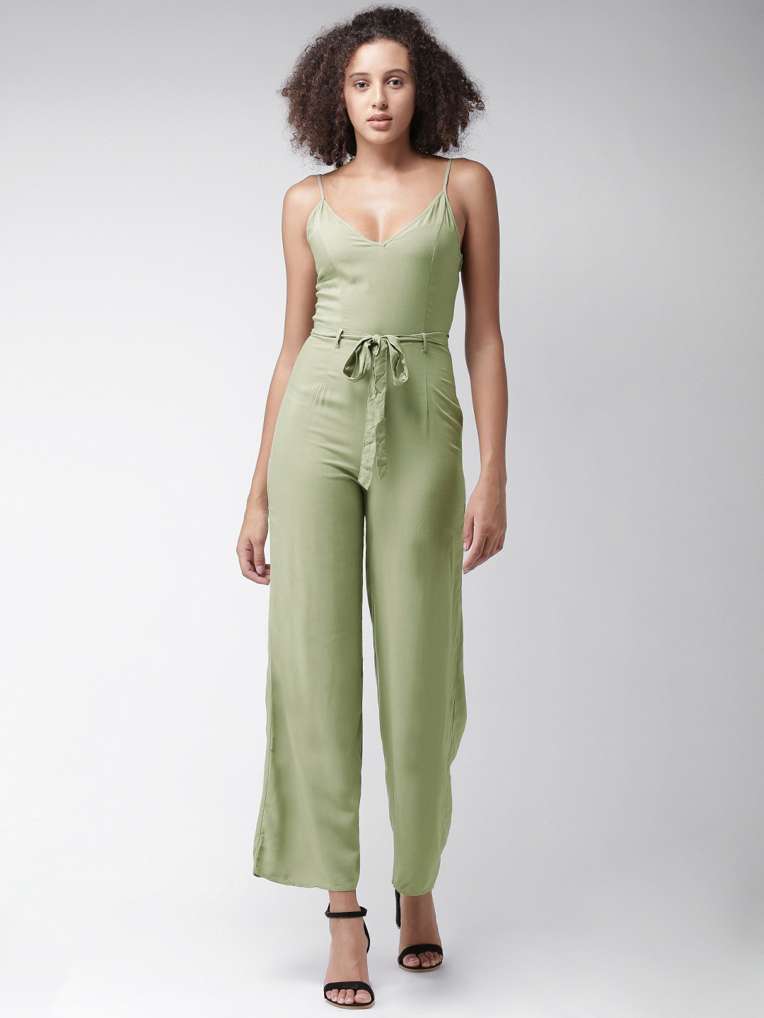 Buy FOREVER 21 Olive Green Solid Basic Jumpsuit - Jumpsuit for Women ...