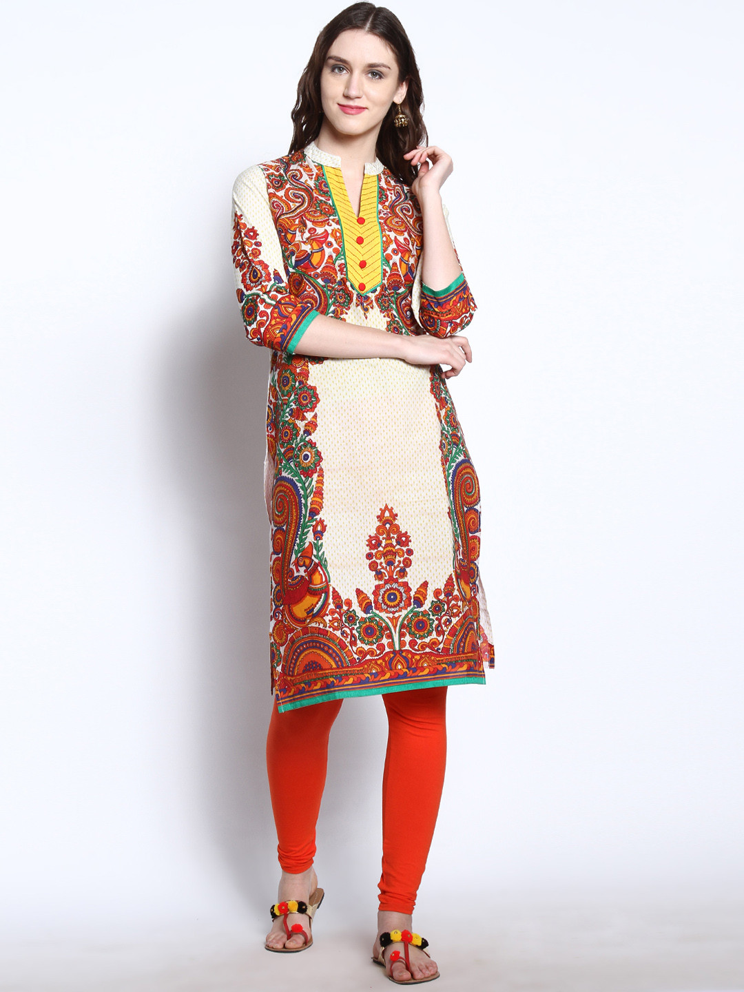 Buy RARE ROOTS Women Multicoloured Printed Straight Kurta - Kurtas for ...